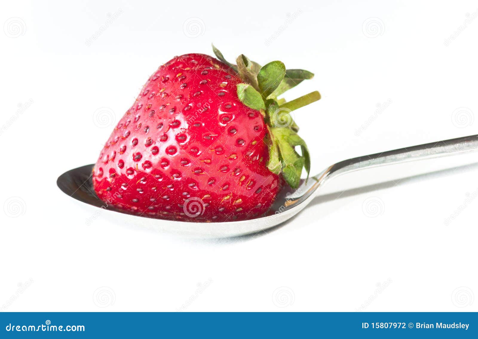 Delicious Single Strawberry on a Spoon, on White. Stock Photo - Image ...