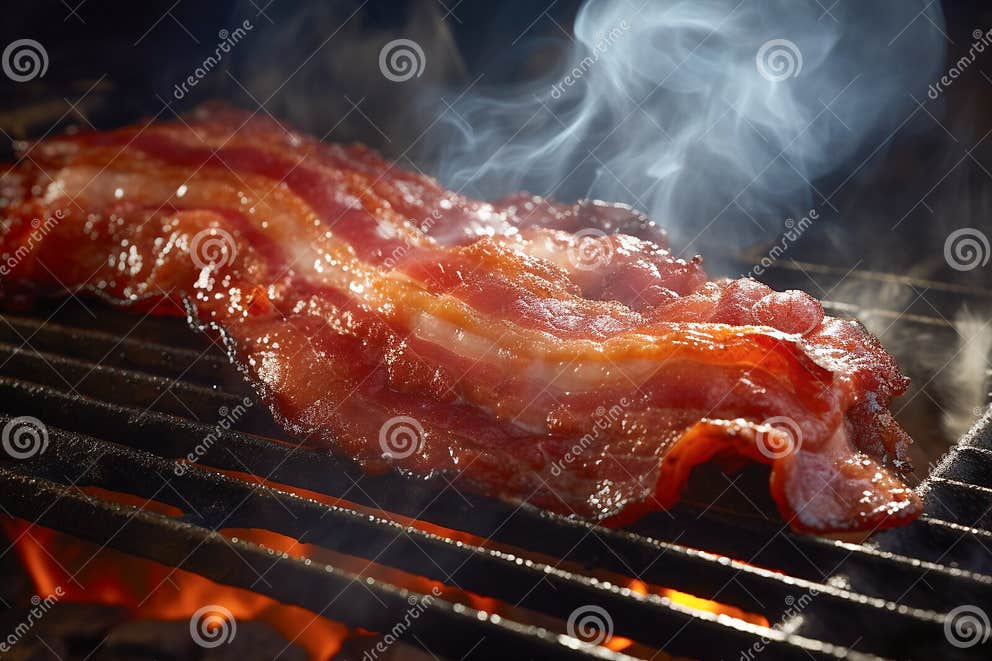Delicious Sizzling Bacon stock illustration. Illustration of crispy ...