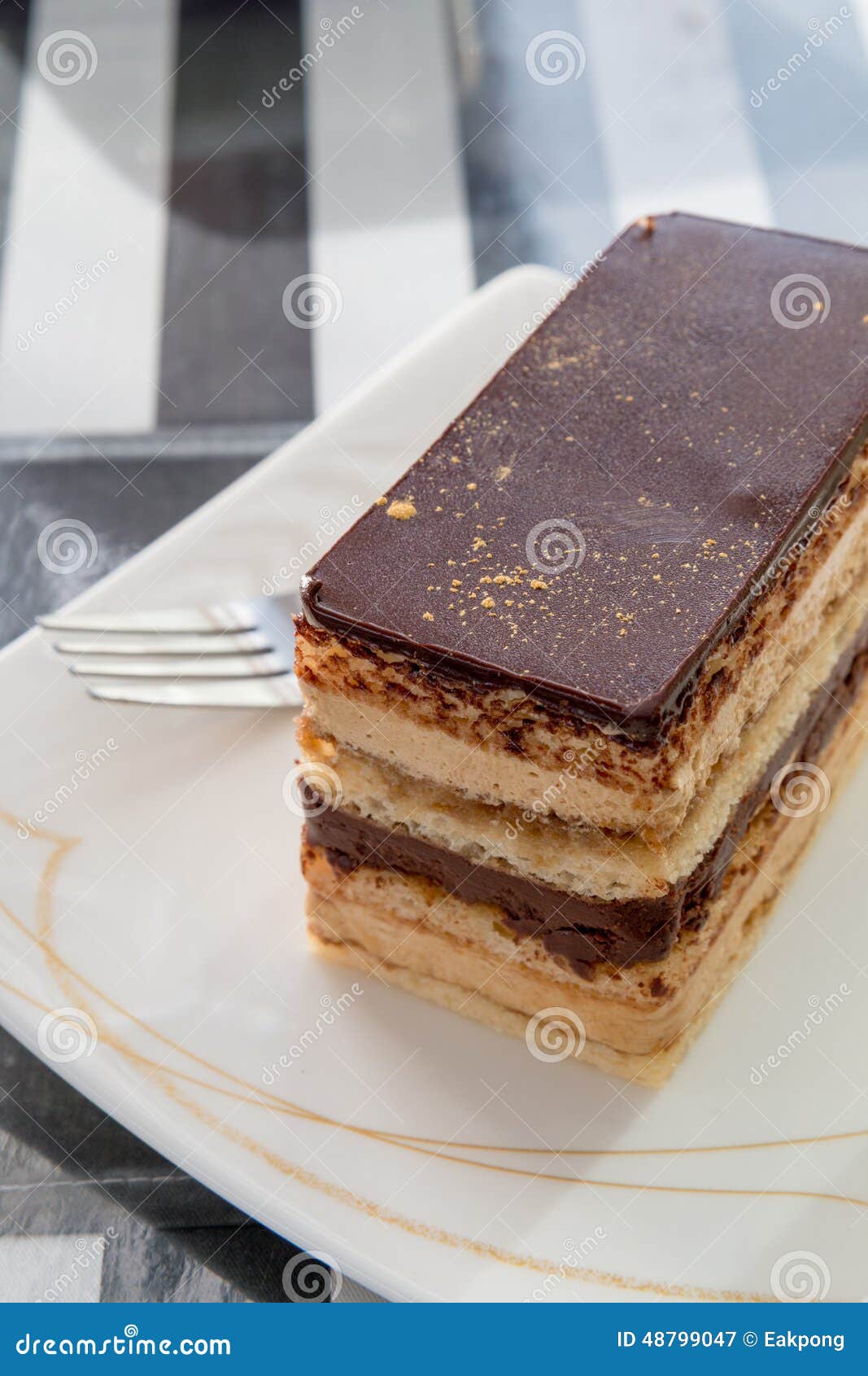 Delicious Slice of Opera Cake on a Plate Stock Image - Image of object ...