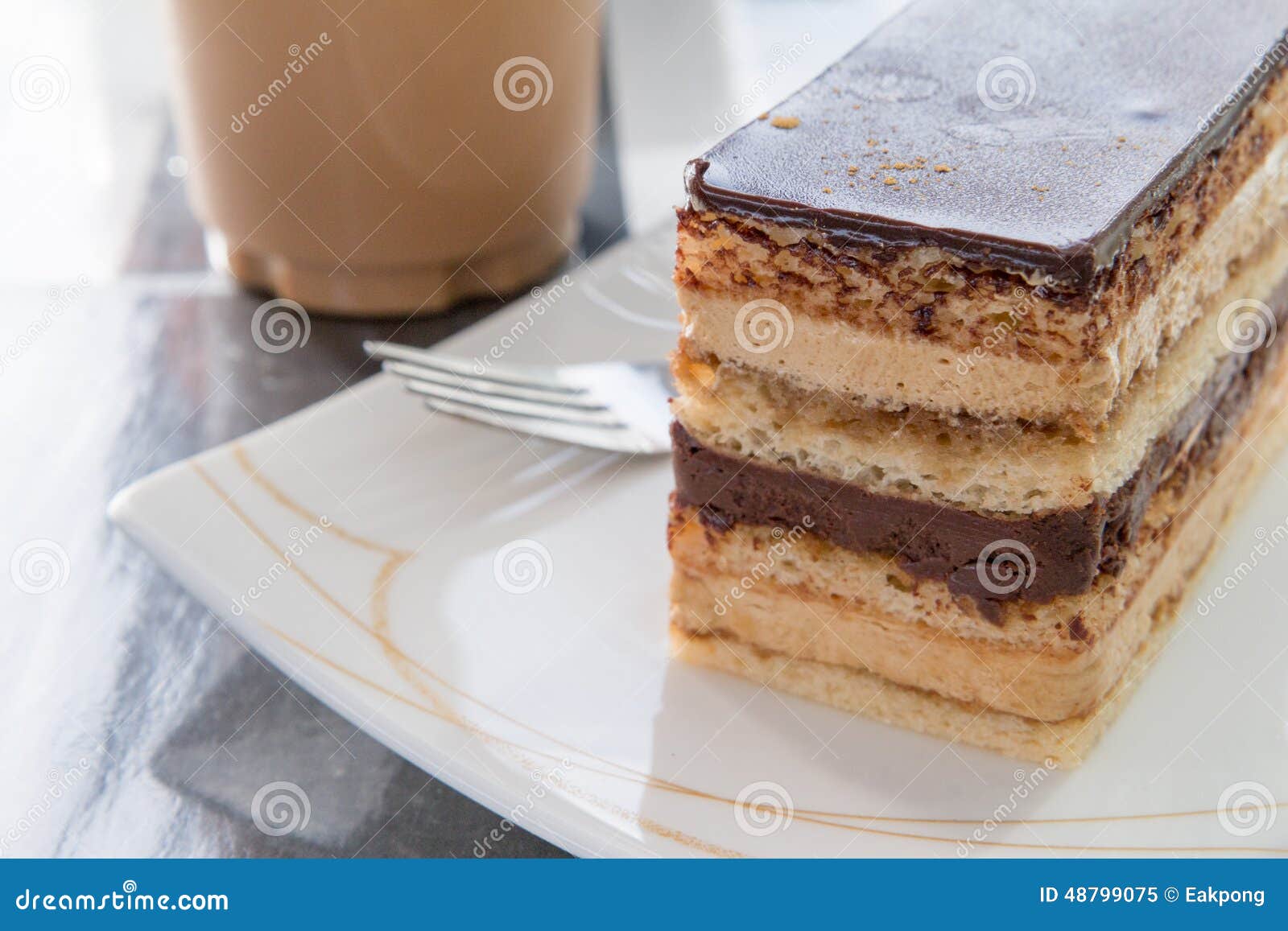 Delicious Slice of Opera Cake on a Plate Stock Image - Image of ...