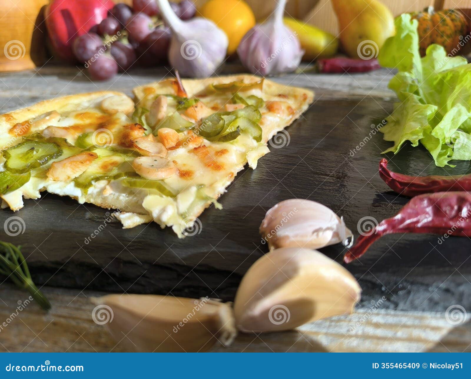 Delicious Slice of Pizza on a Granite Sliced Board is Delicious and ...