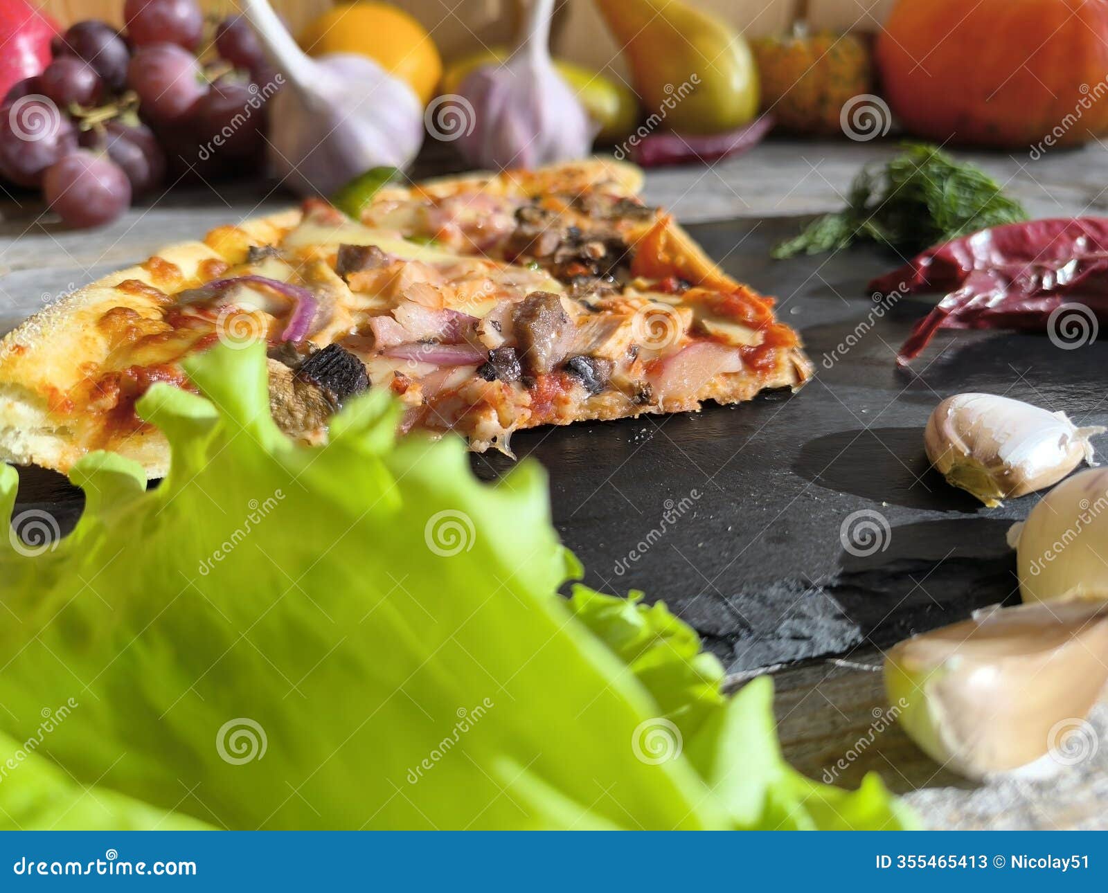 Delicious Slice of Pizza on a Granite Sliced Board is Delicious and ...