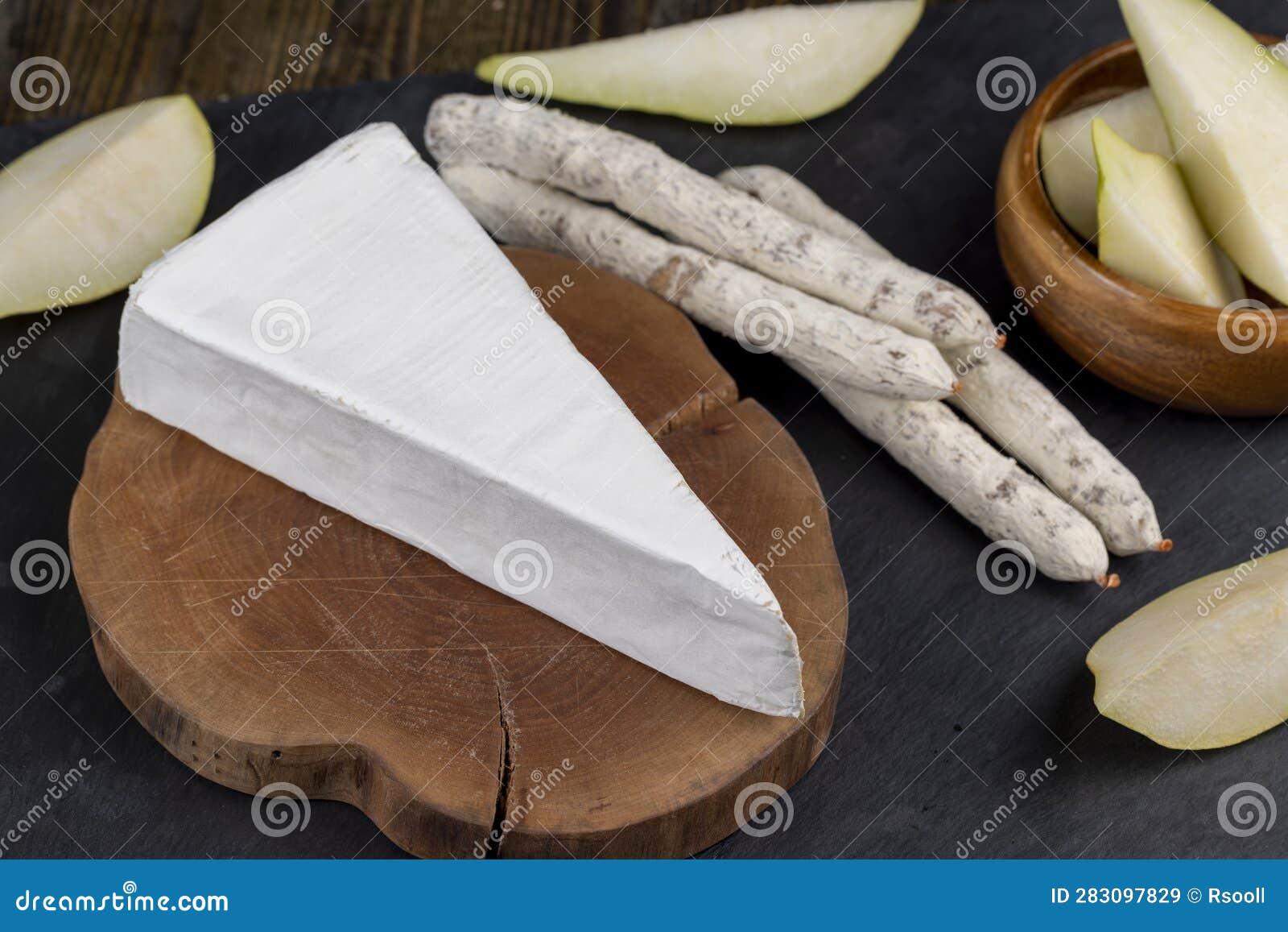 Delicious Sliced Cheese with Edible White Mold Stock Image - Image of ...