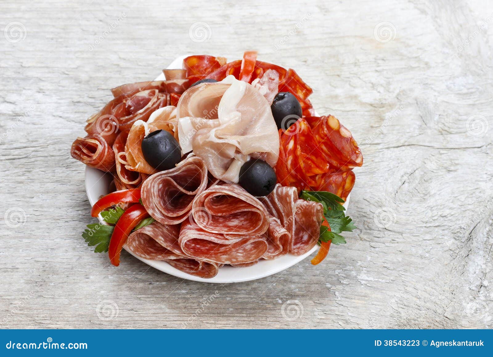 Delicious Sliced Ham. Platter of Assorted Cured Meats and Stock Image ...