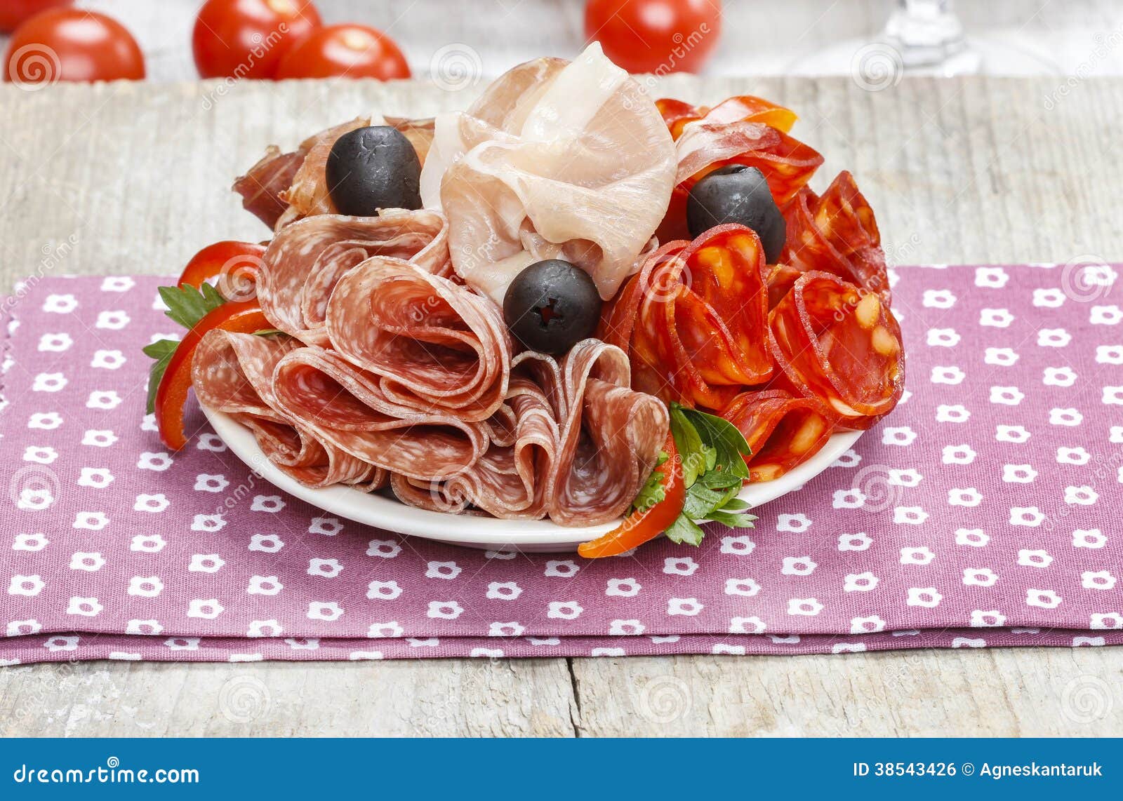 Delicious Sliced Ham. Platter of Assorted Cured Meats and Stock Photo ...