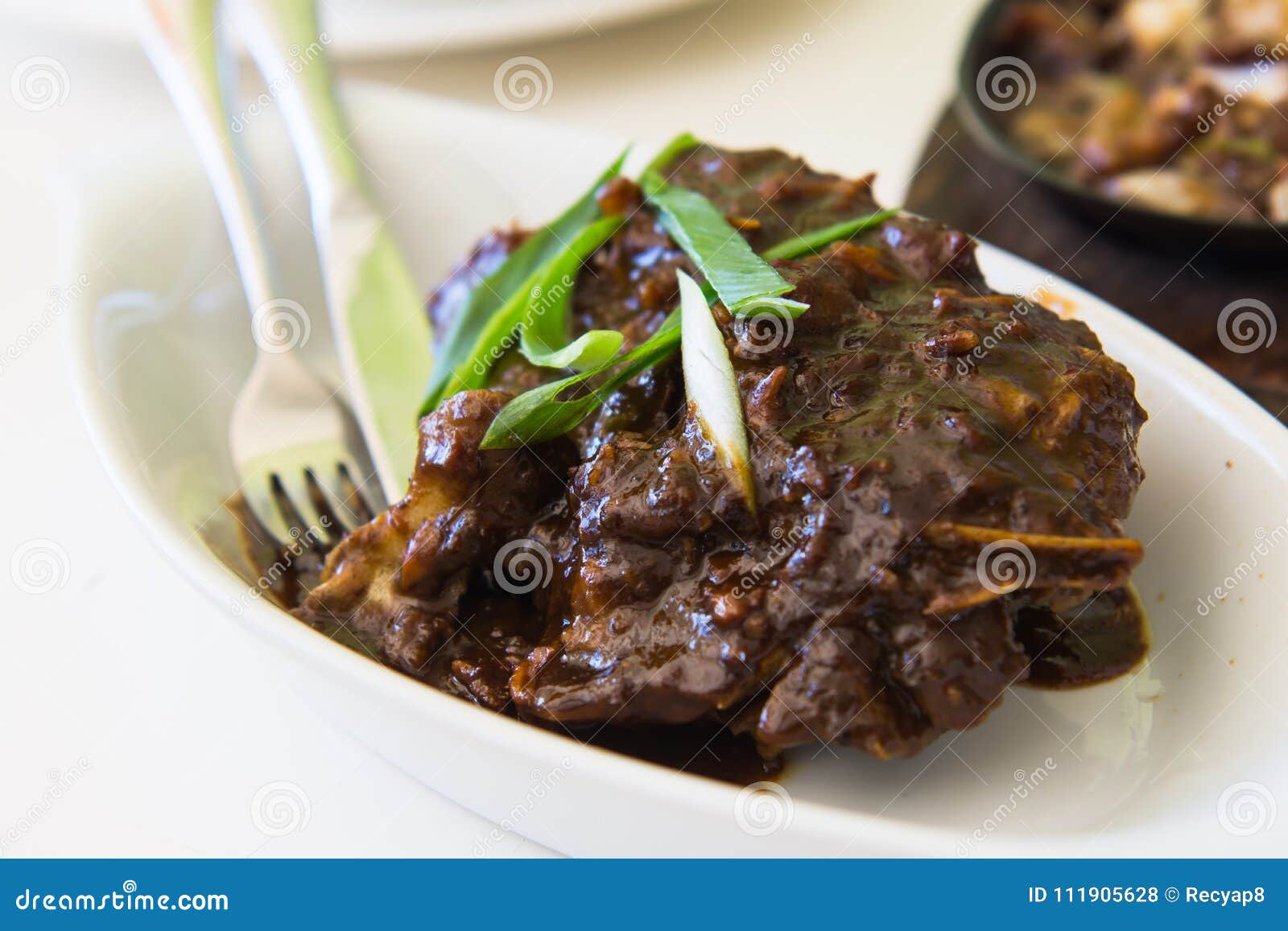 Slow Cooked Roast Beef Ribs Stock Photo - Image of onion, closeup ...