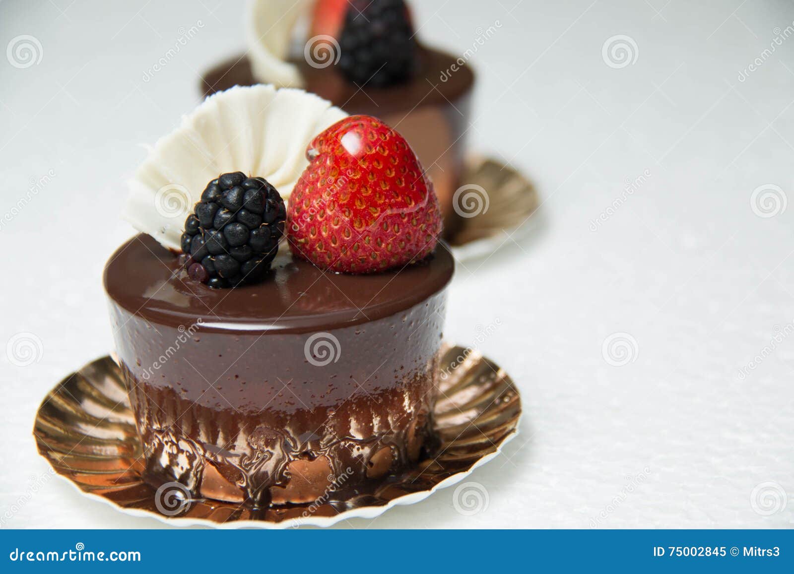 Delicious Small Chocolate Cake with Some Fruits on Top Stock Image ...