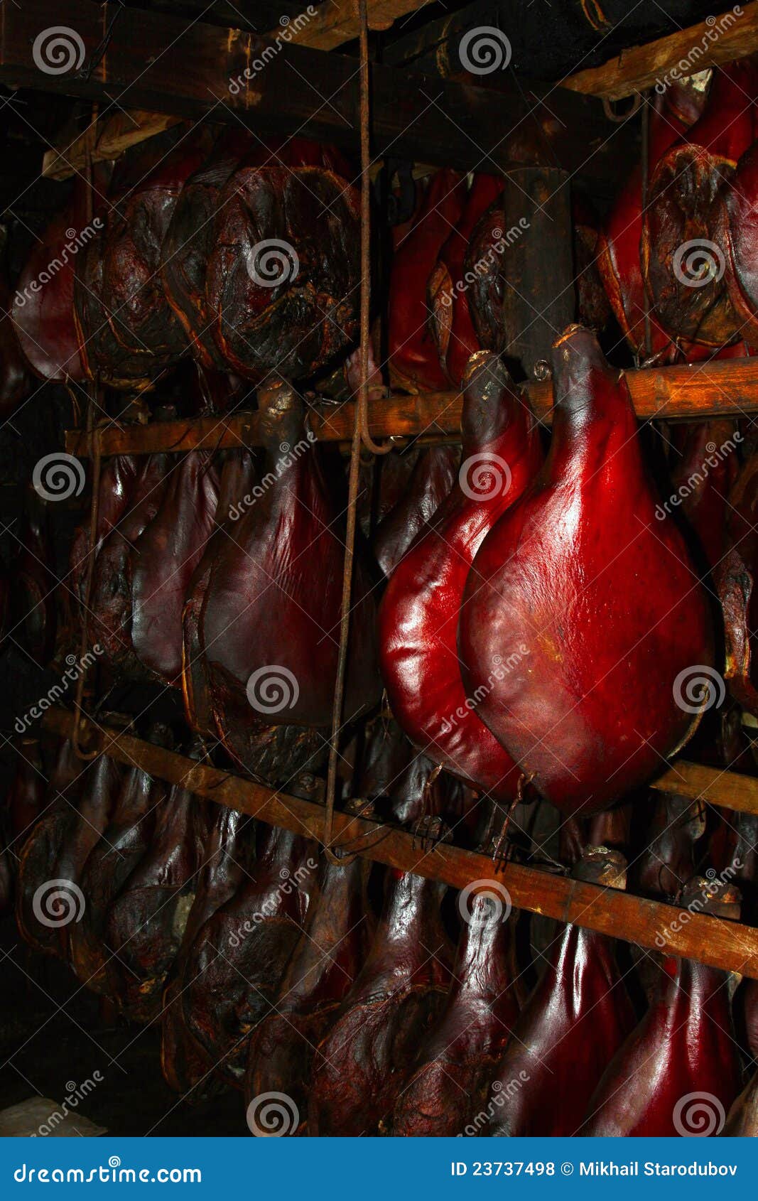 Delicious Smoked Pork Hanging in the Smokehouse Stock Photo - Image of ...