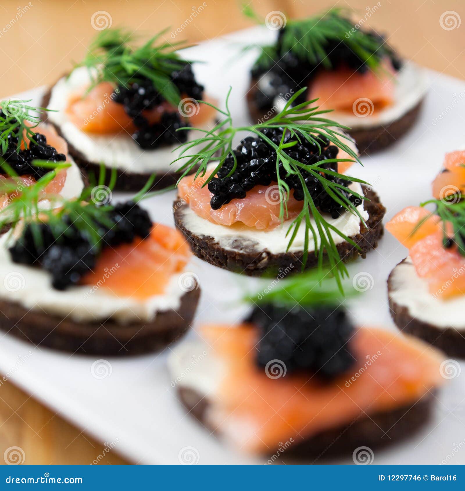 Delicious Snack with Salmon and Caviar Stock Photo - Image of dill ...