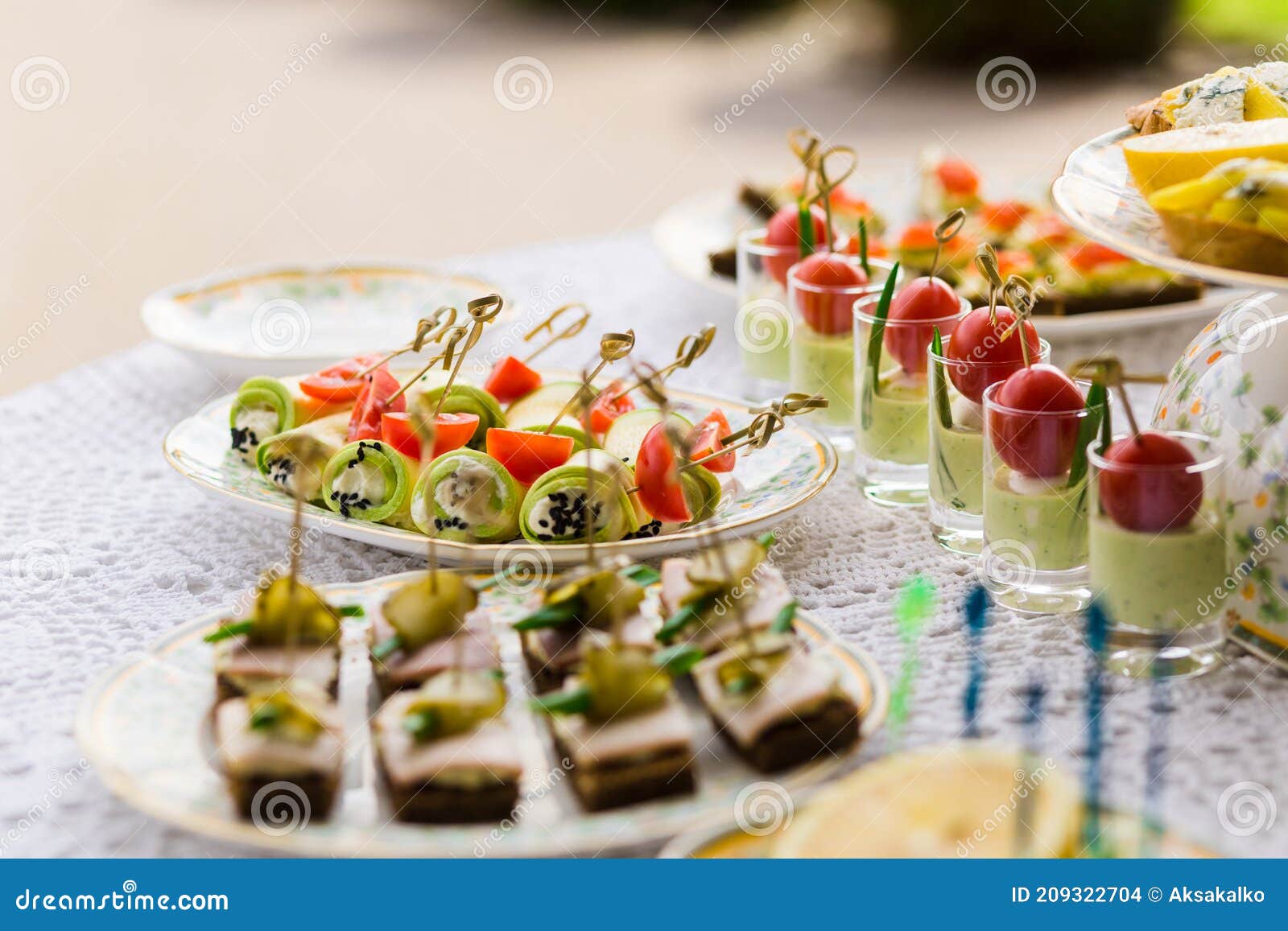 Delicious Snacks on Wedding Reception Table Stock Photo - Image of ...
