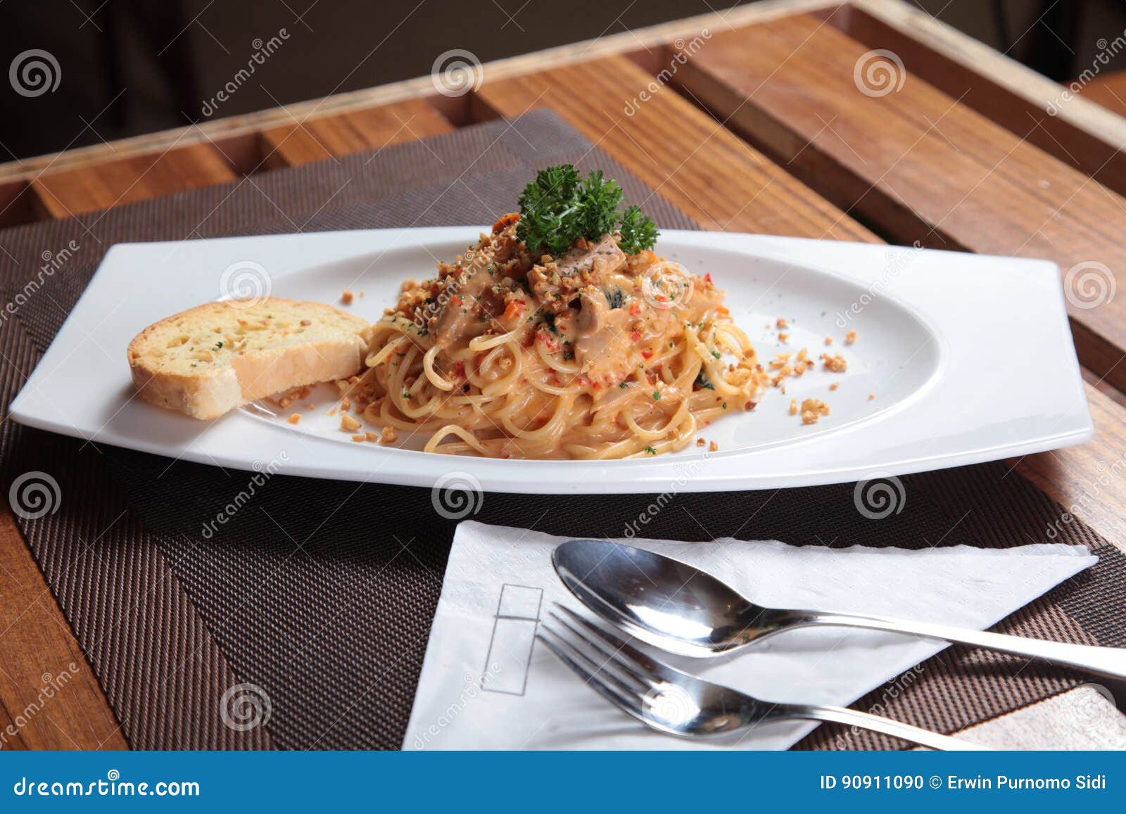 Delicious Spaghetti on the Restaurant Table Stock Photo - Image of ...