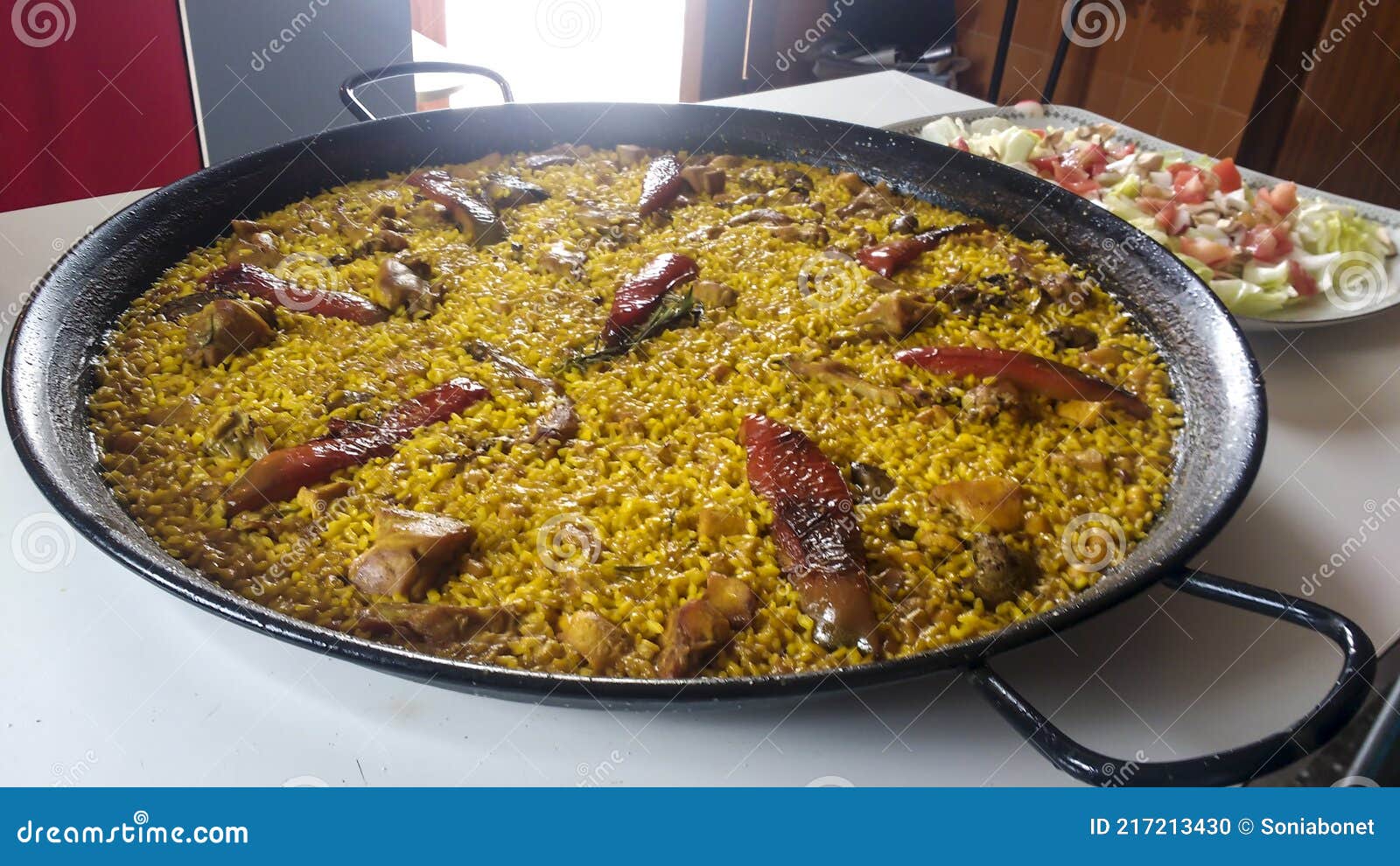 Delicious Spanish Rice Paella with Rabbit Stock Photo - Image of dish ...