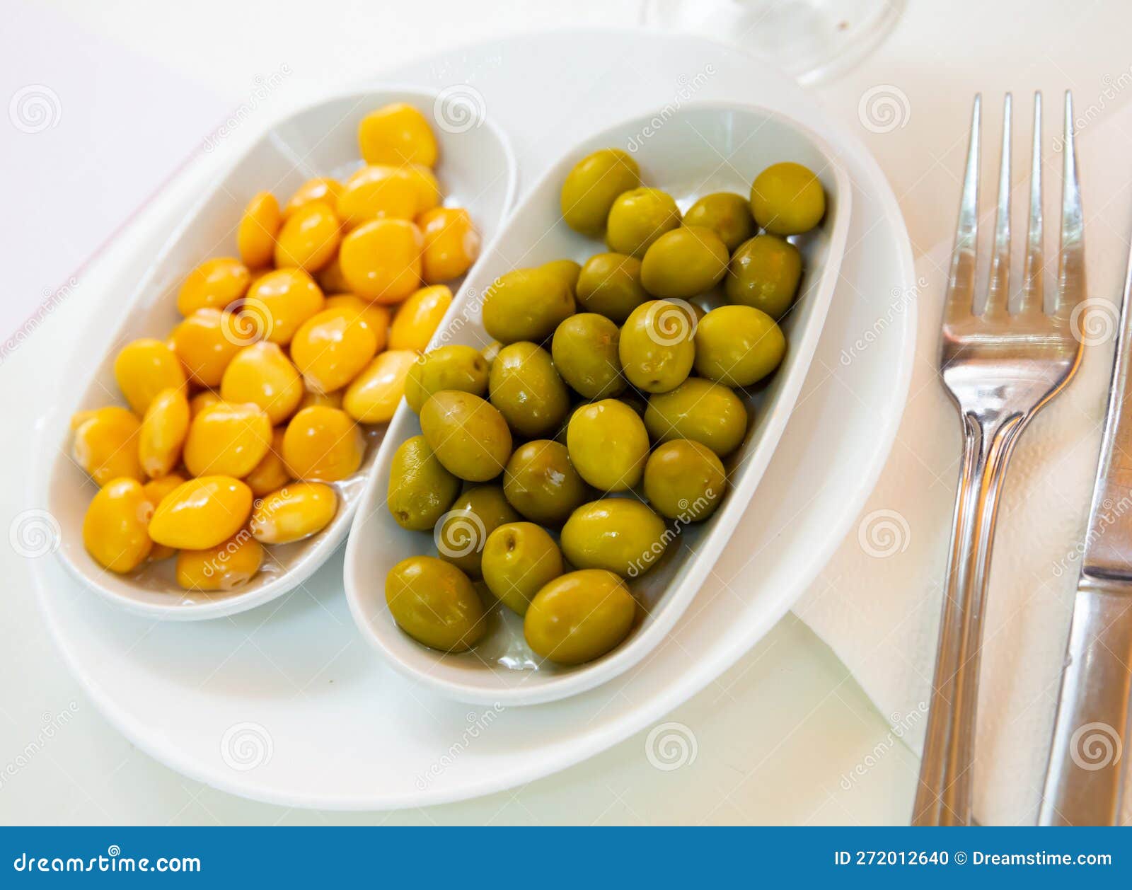 Delicious Spanish Tapas from Olives and Pickled Beans Stock Photo ...