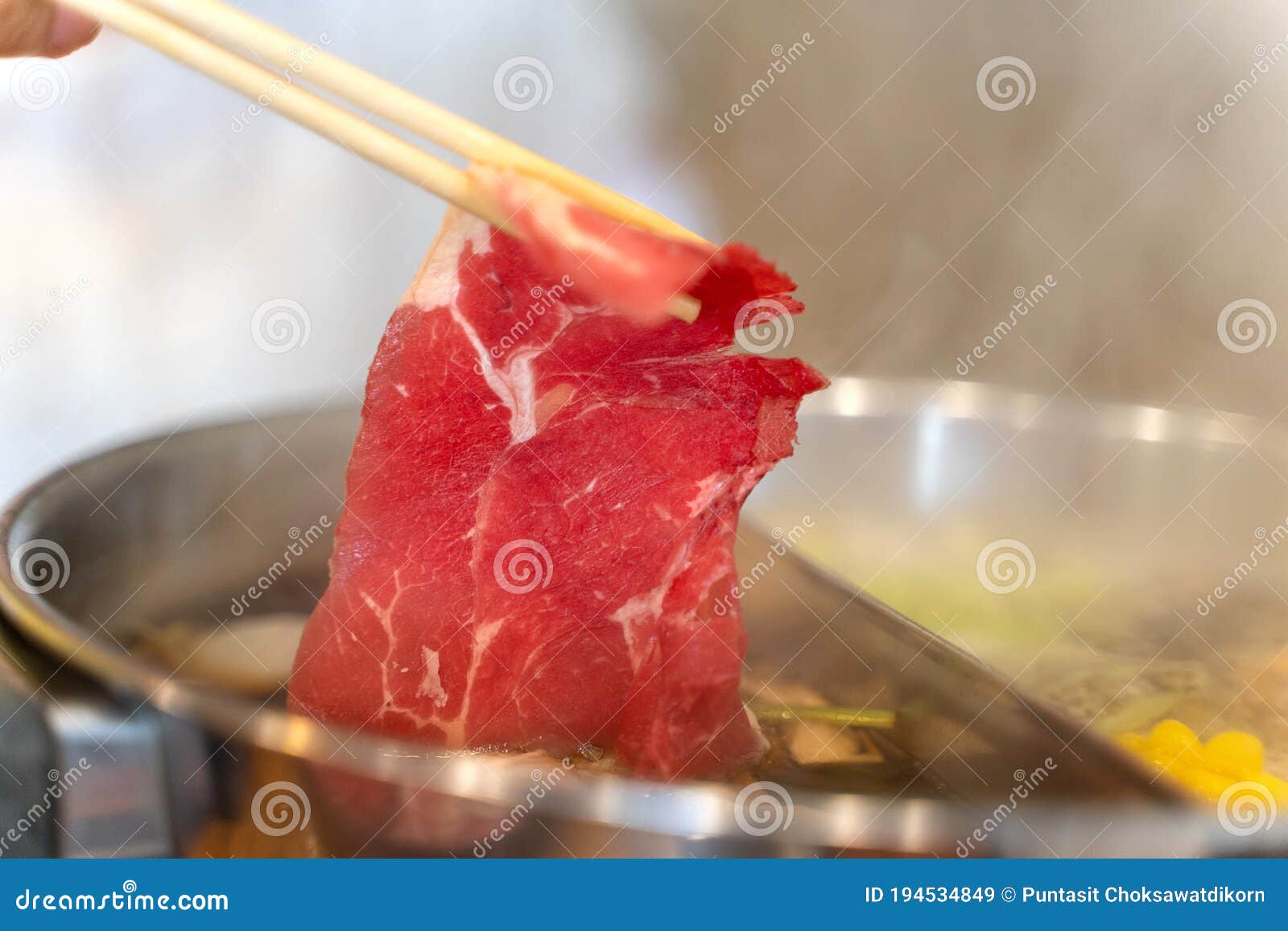 Delicious Spicy Beef Shabu Shabu in Hot Pot Stock Image - Image of ...