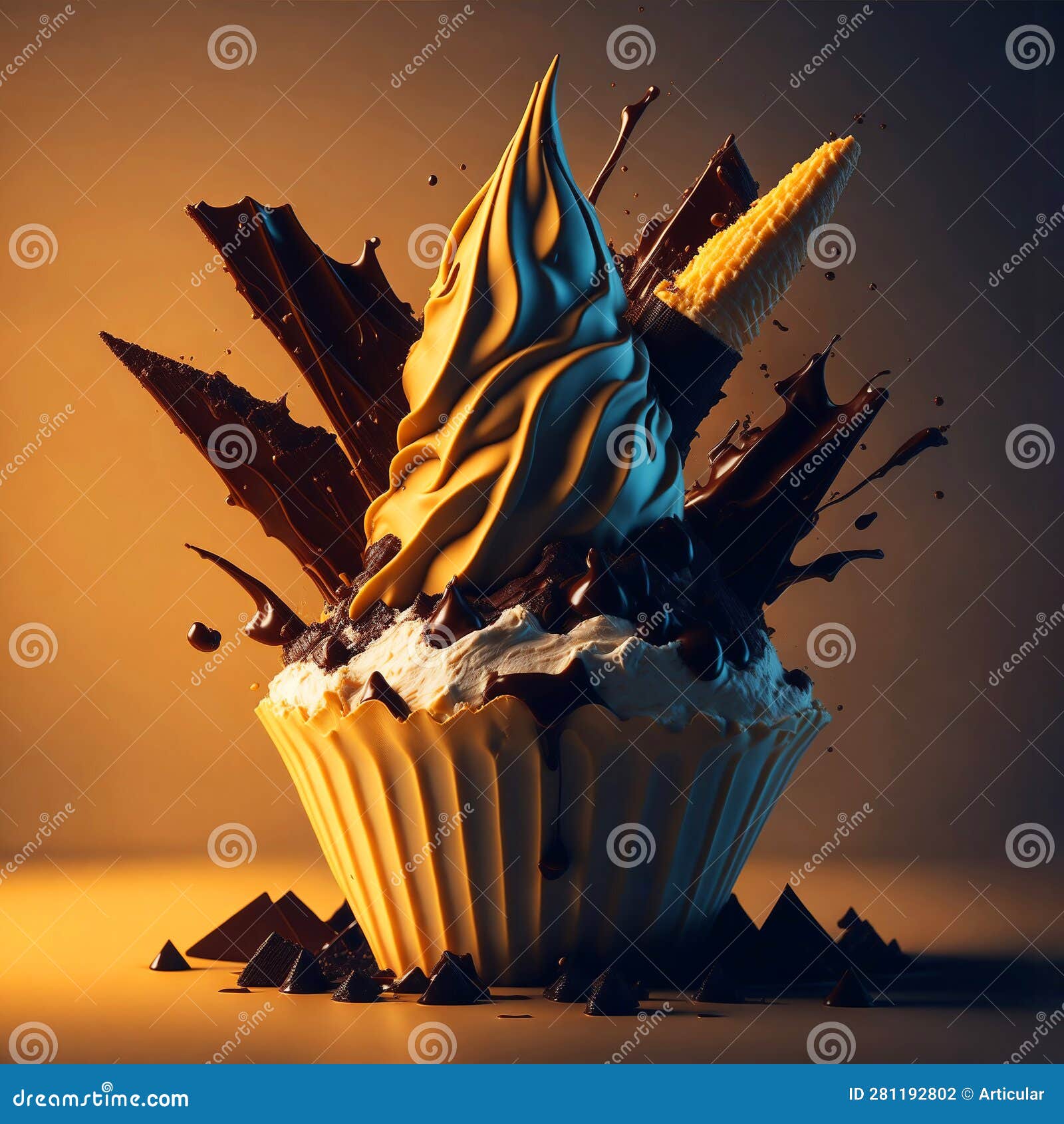 Delicious Splash Ice Cream Cone Design with Exploding and Liquify ...