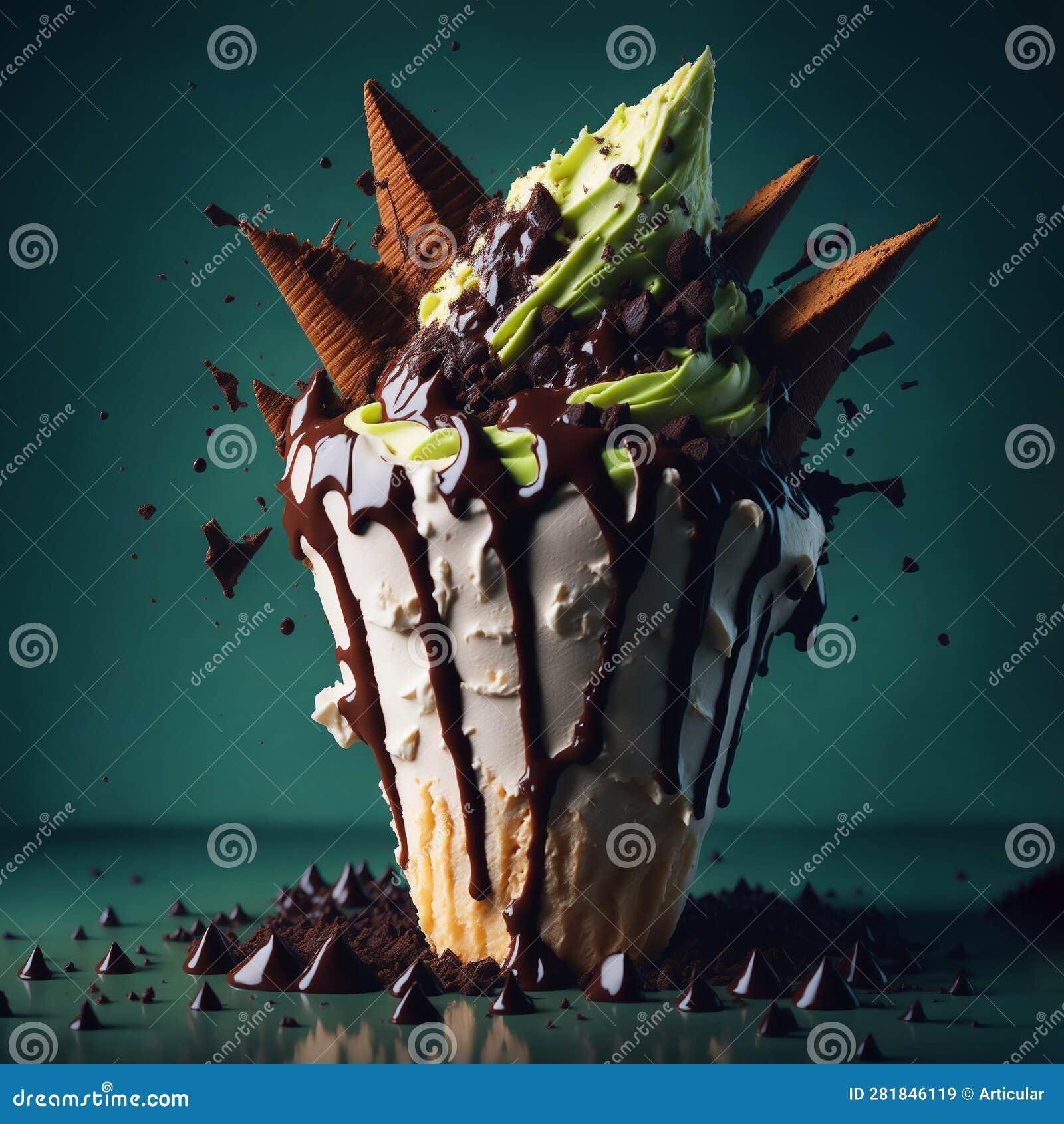 Delicious Splash Ice Cream Cone Design with Exploding and Liquify ...