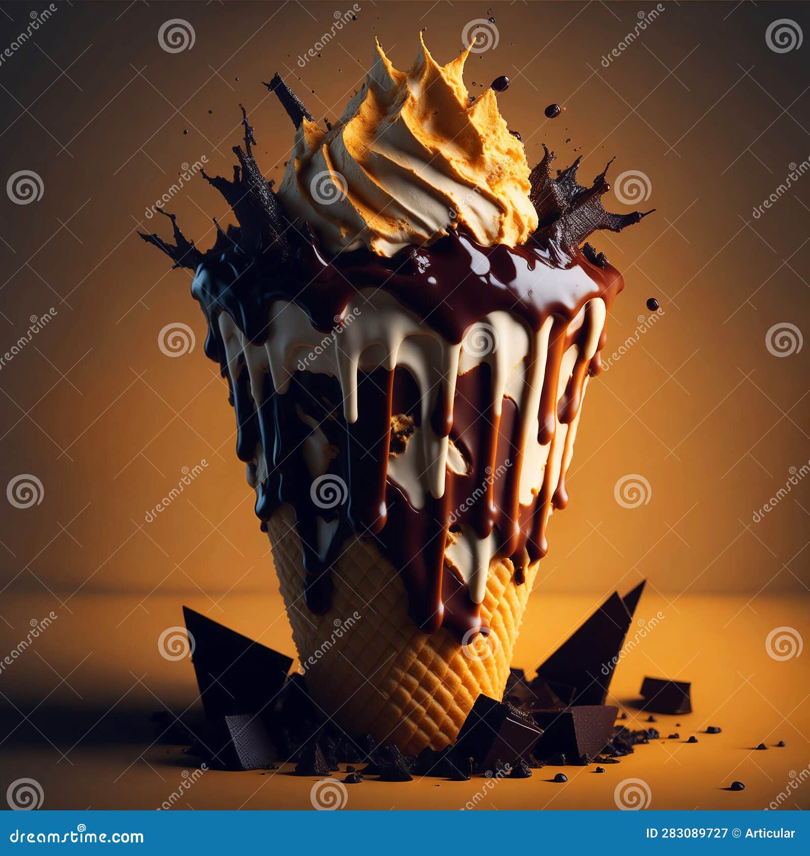 Delicious Splash Ice Cream Cone Design with Exploding and Liquify ...