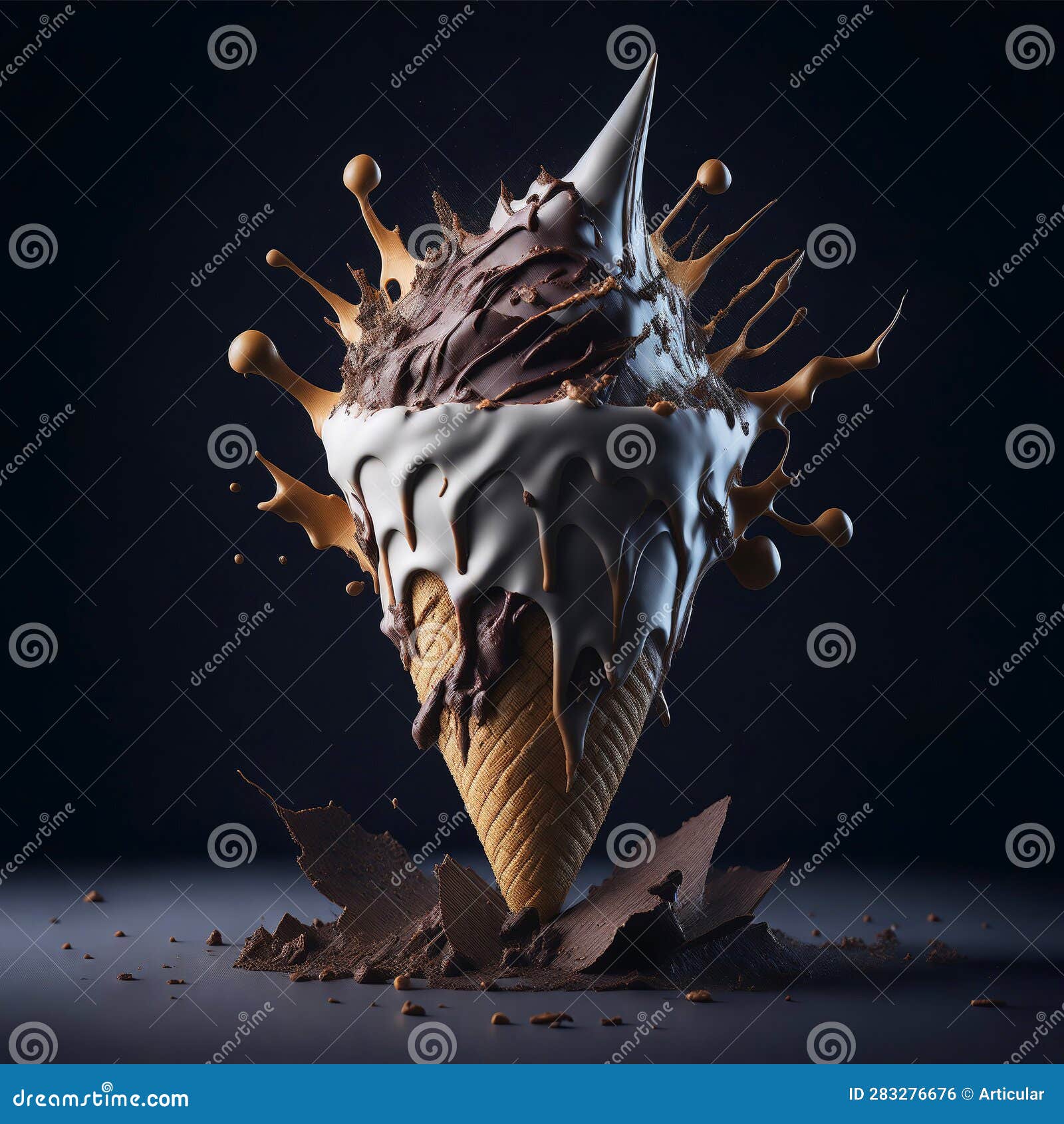 Delicious Splash Ice Cream Cone Design with Exploding and Liquify ...