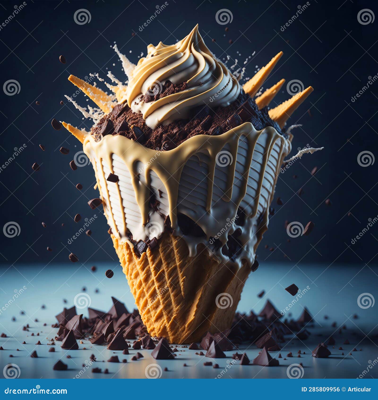 Delicious Splash Ice Cream Cone Design with Exploding and Liquify ...