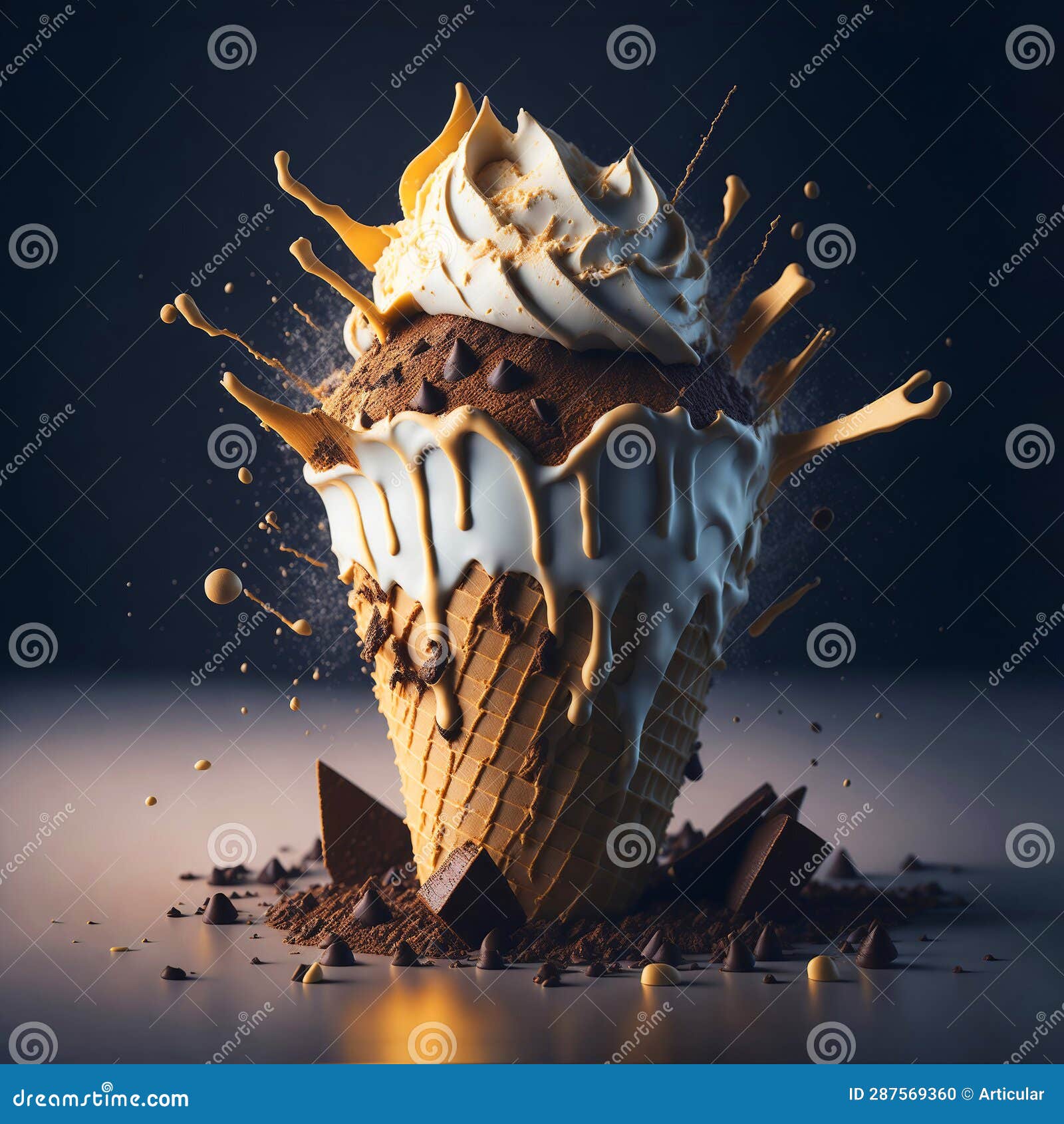 Delicious Splash Ice Cream Cone Design with Exploding and Liquify ...