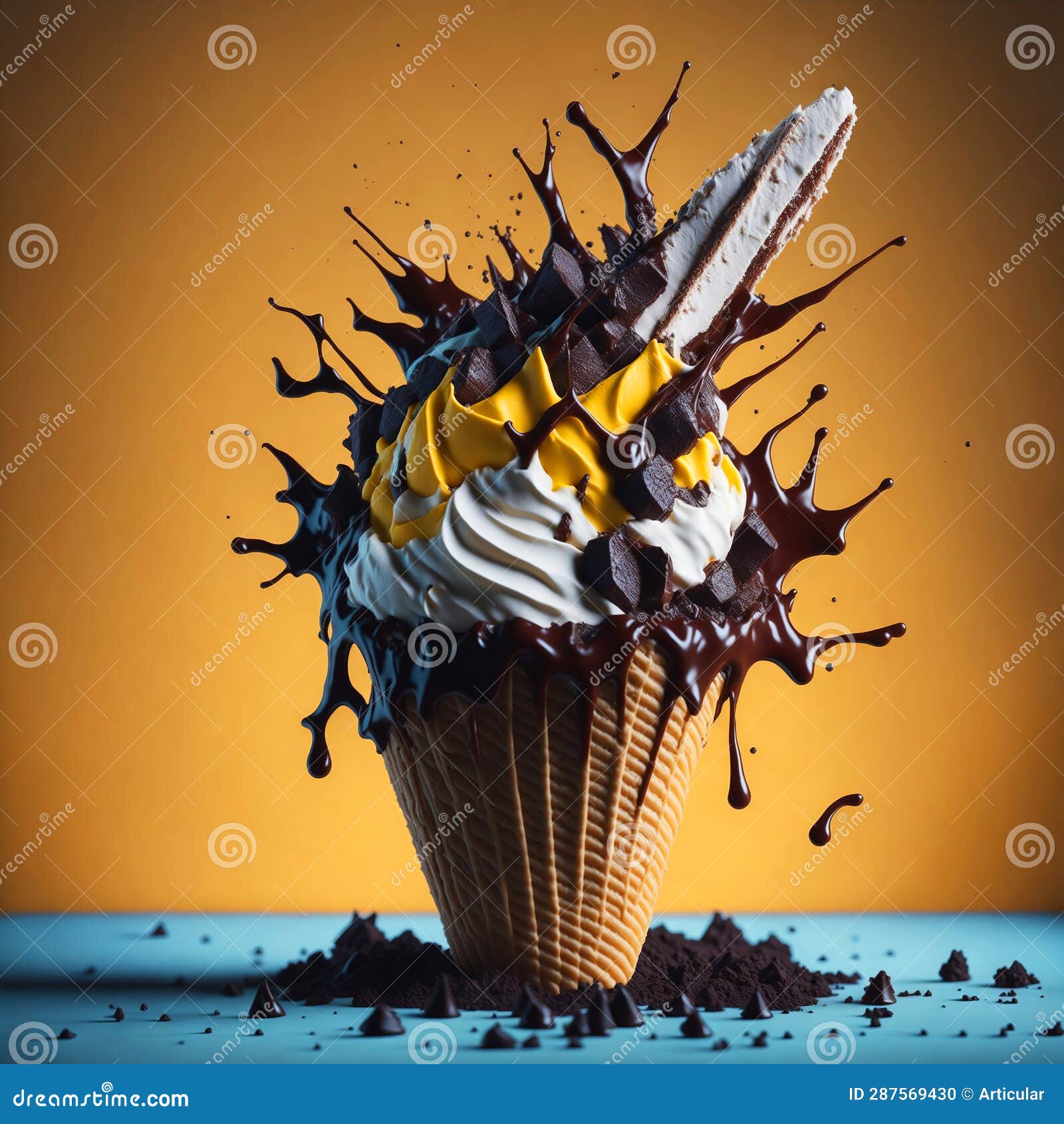 Delicious Splash Ice Cream Cone Design with Exploding and Liquify ...