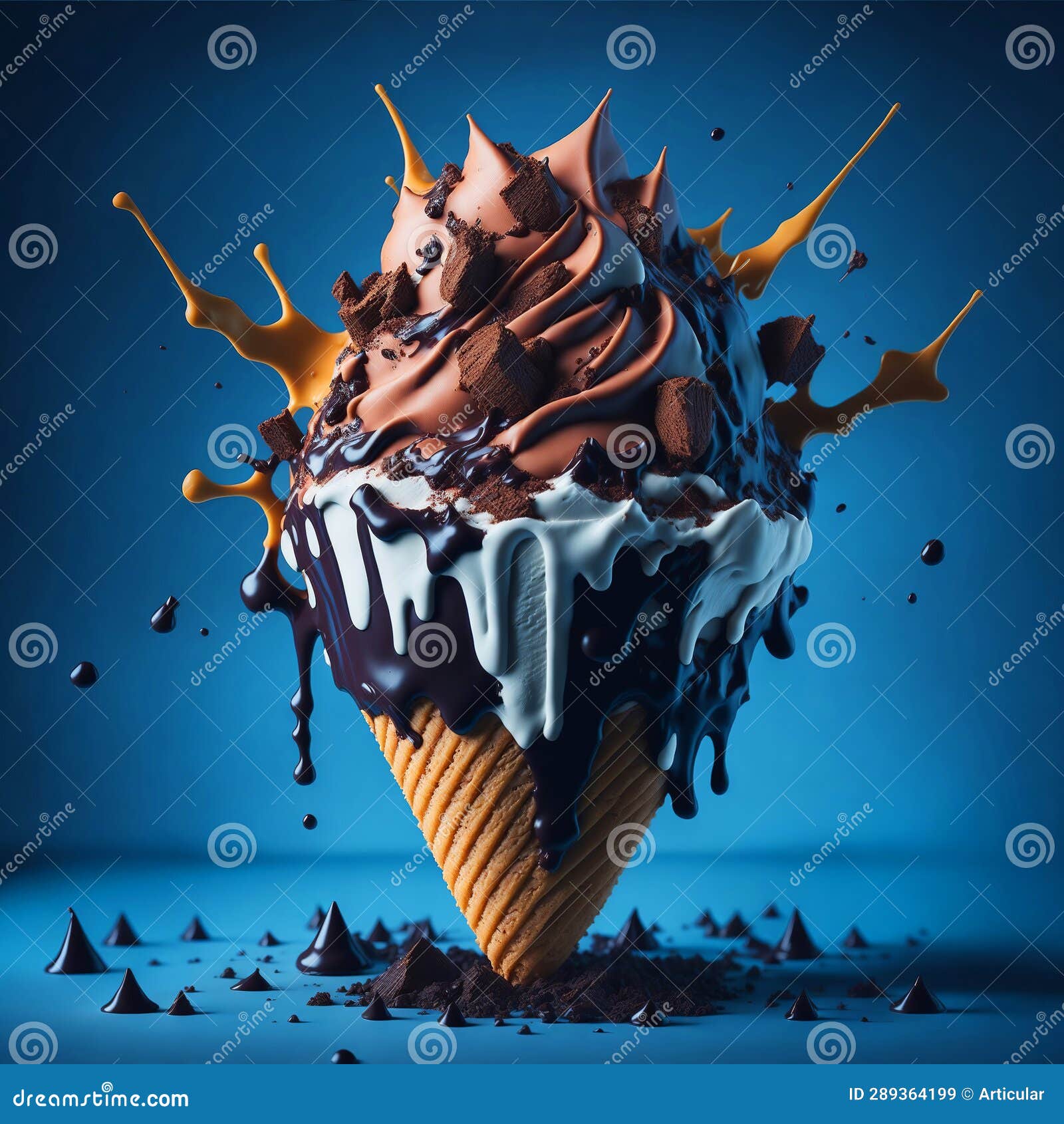 Delicious Splash Ice Cream Cone Design with Exploding and Liquify ...