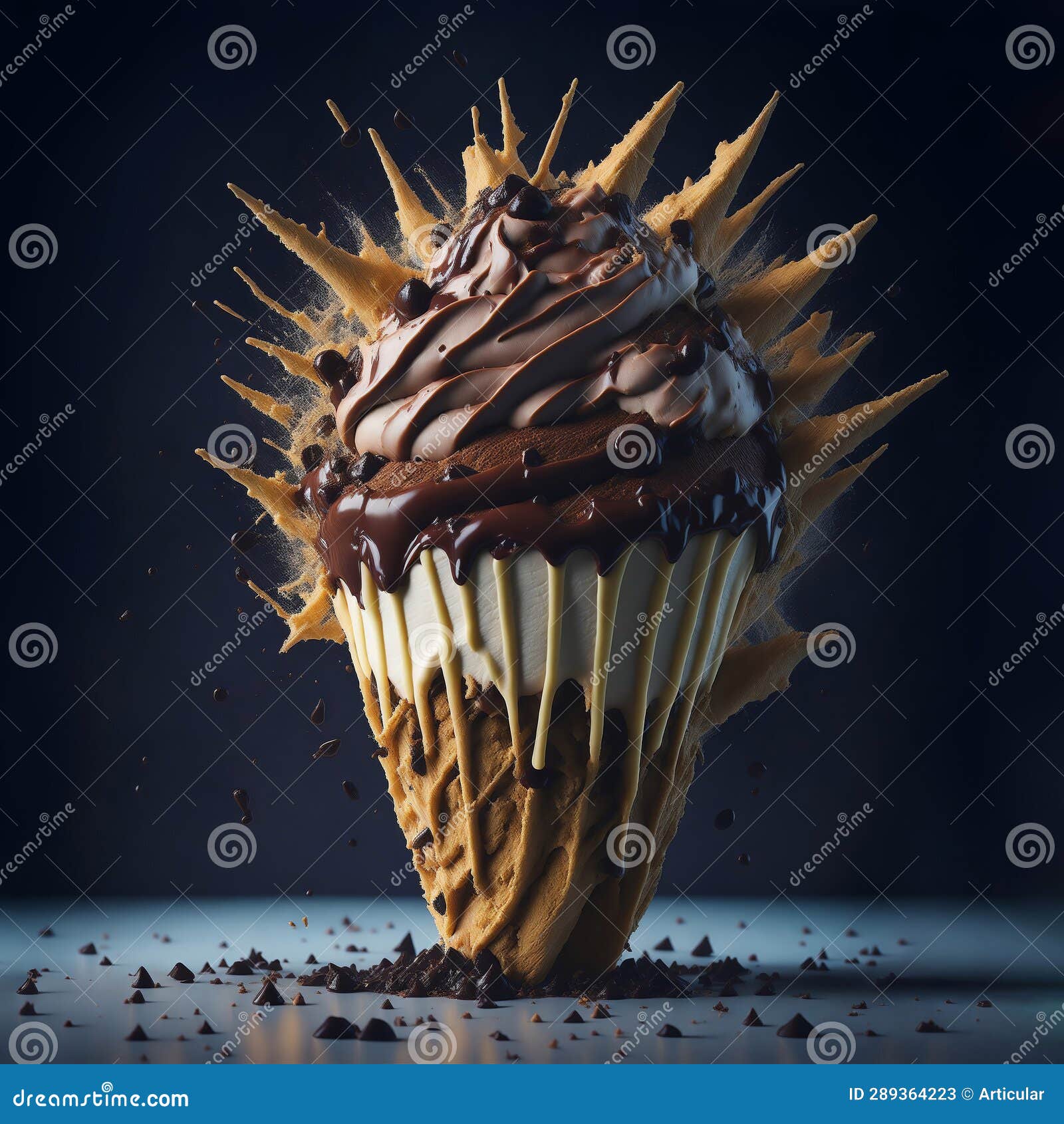 Delicious Splash Ice Cream Cone Design with Exploding and Liquify ...