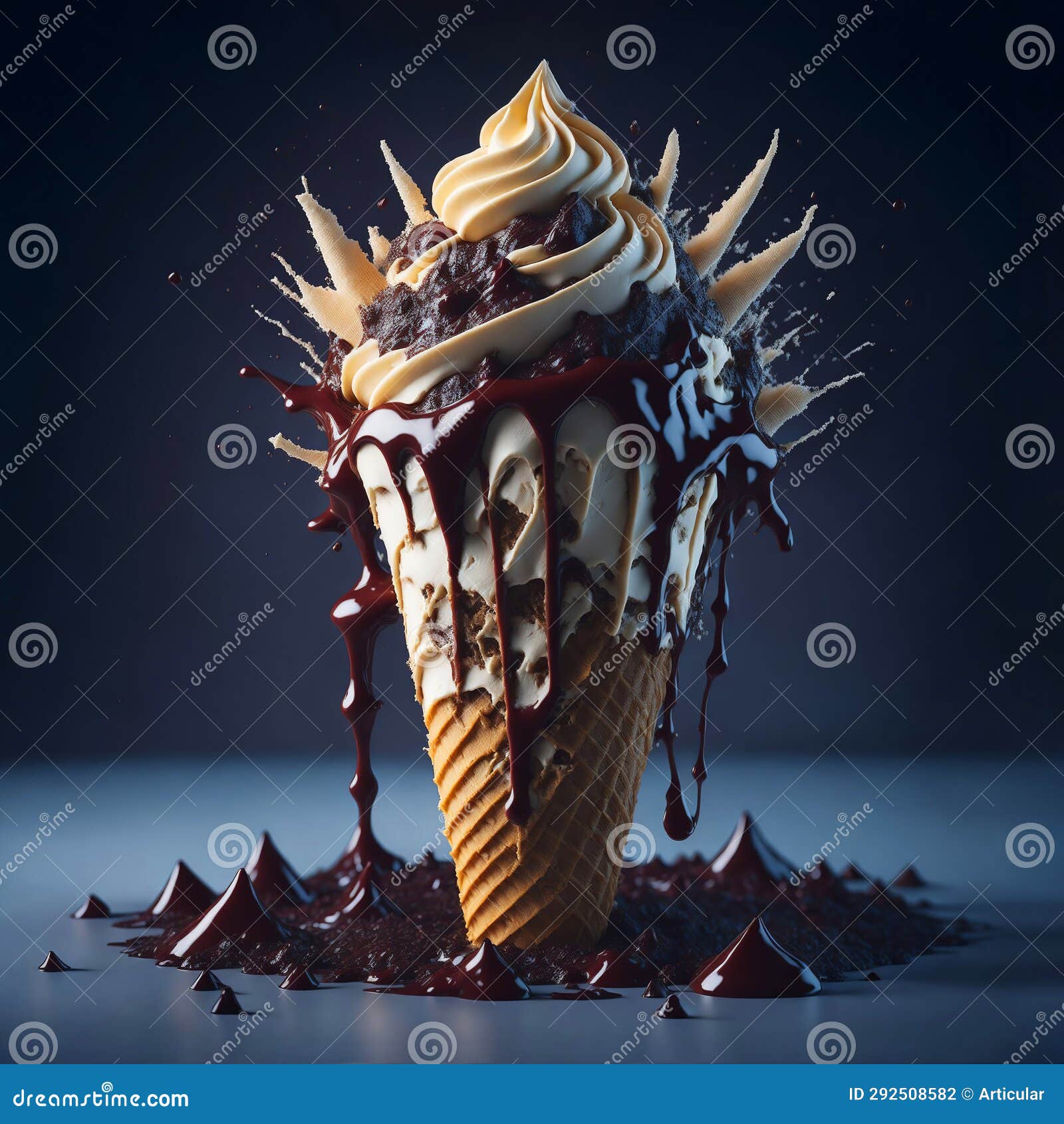 Delicious Splash Ice Cream Cone Design with Exploding and Liquify ...