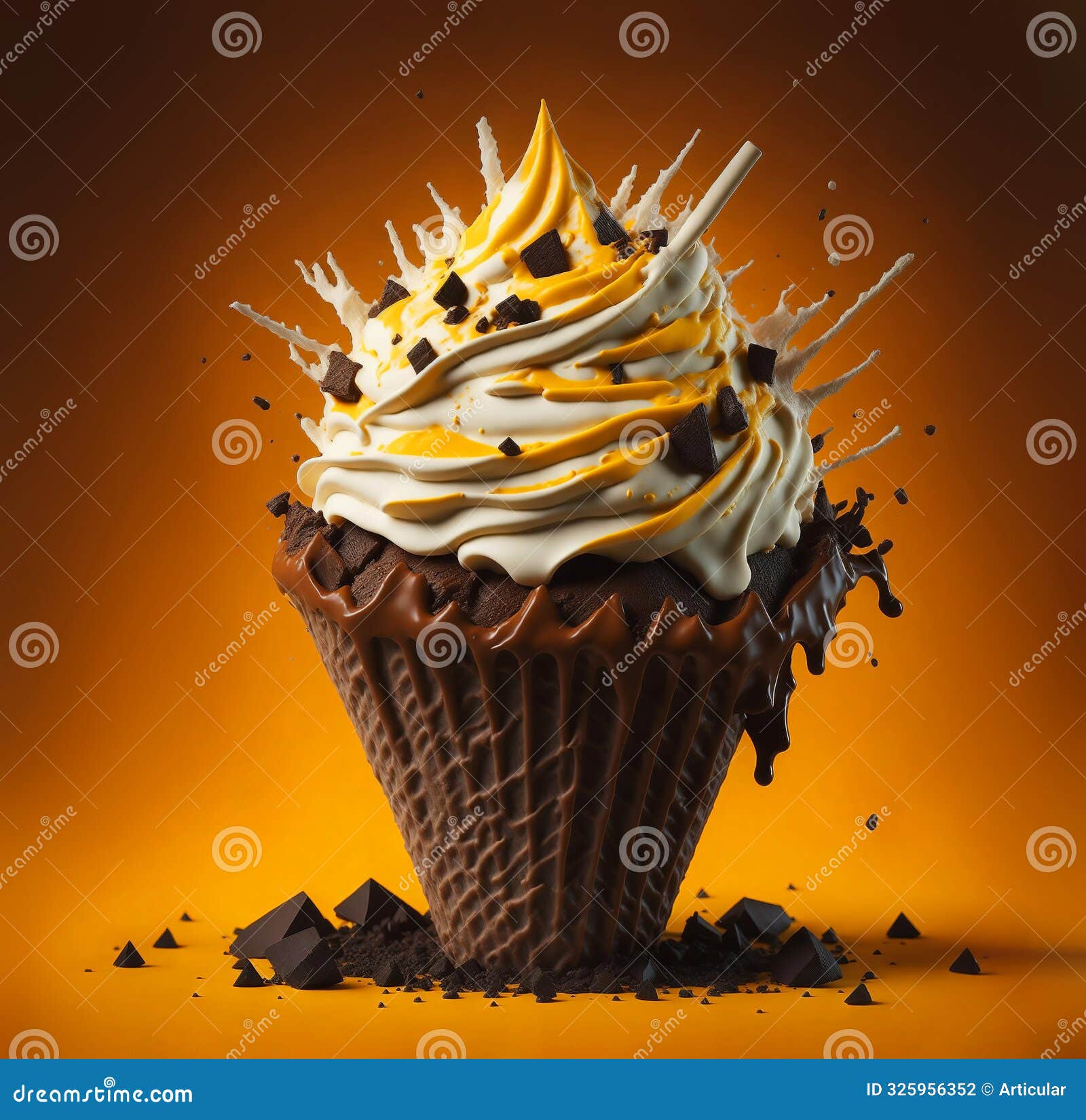Delicious Splash Ice Cream Cone Design with Exploding and Liquify ...
