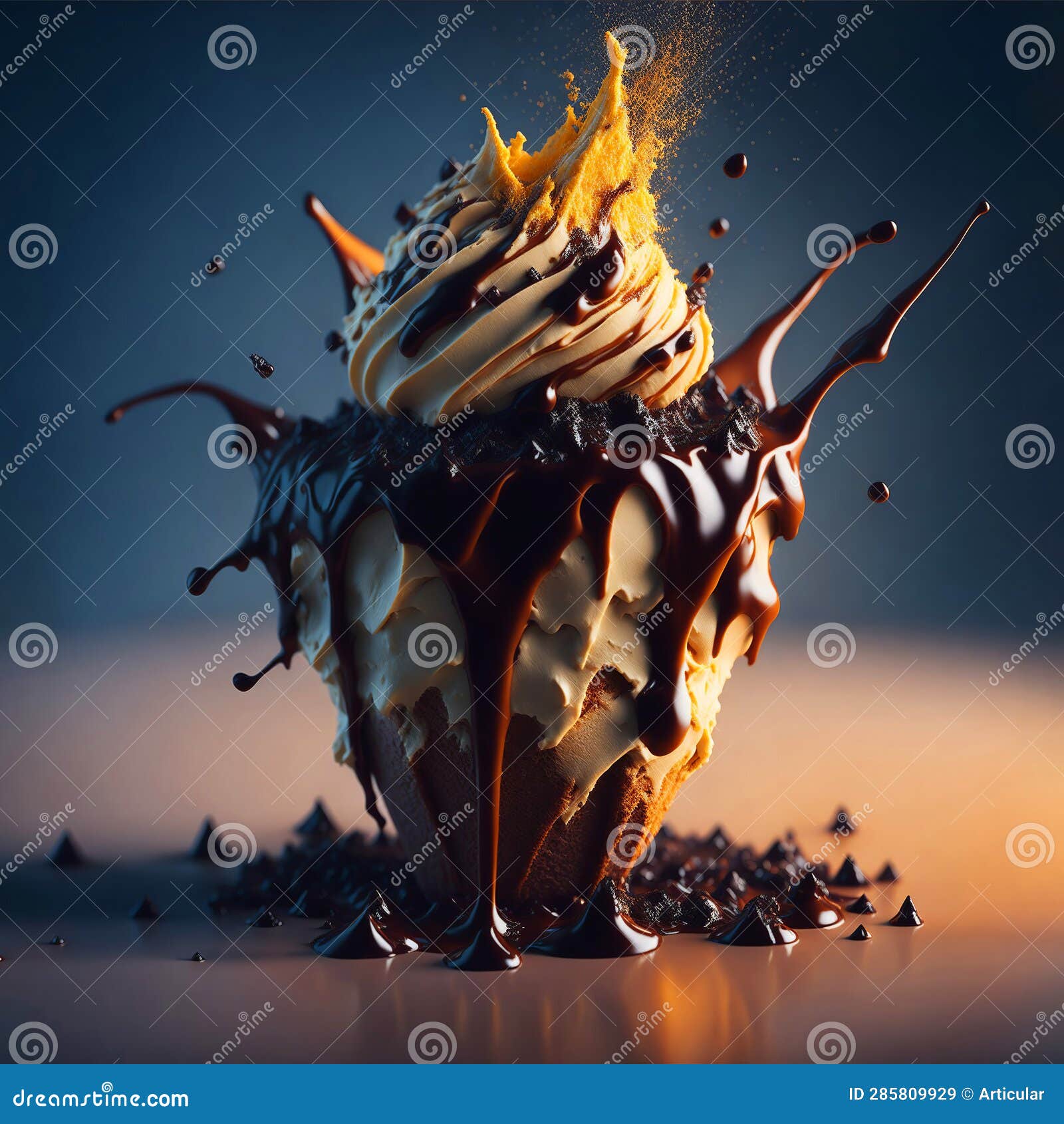 Delicious Splash Ice Cream Cone Design with Exploding and Liquify ...