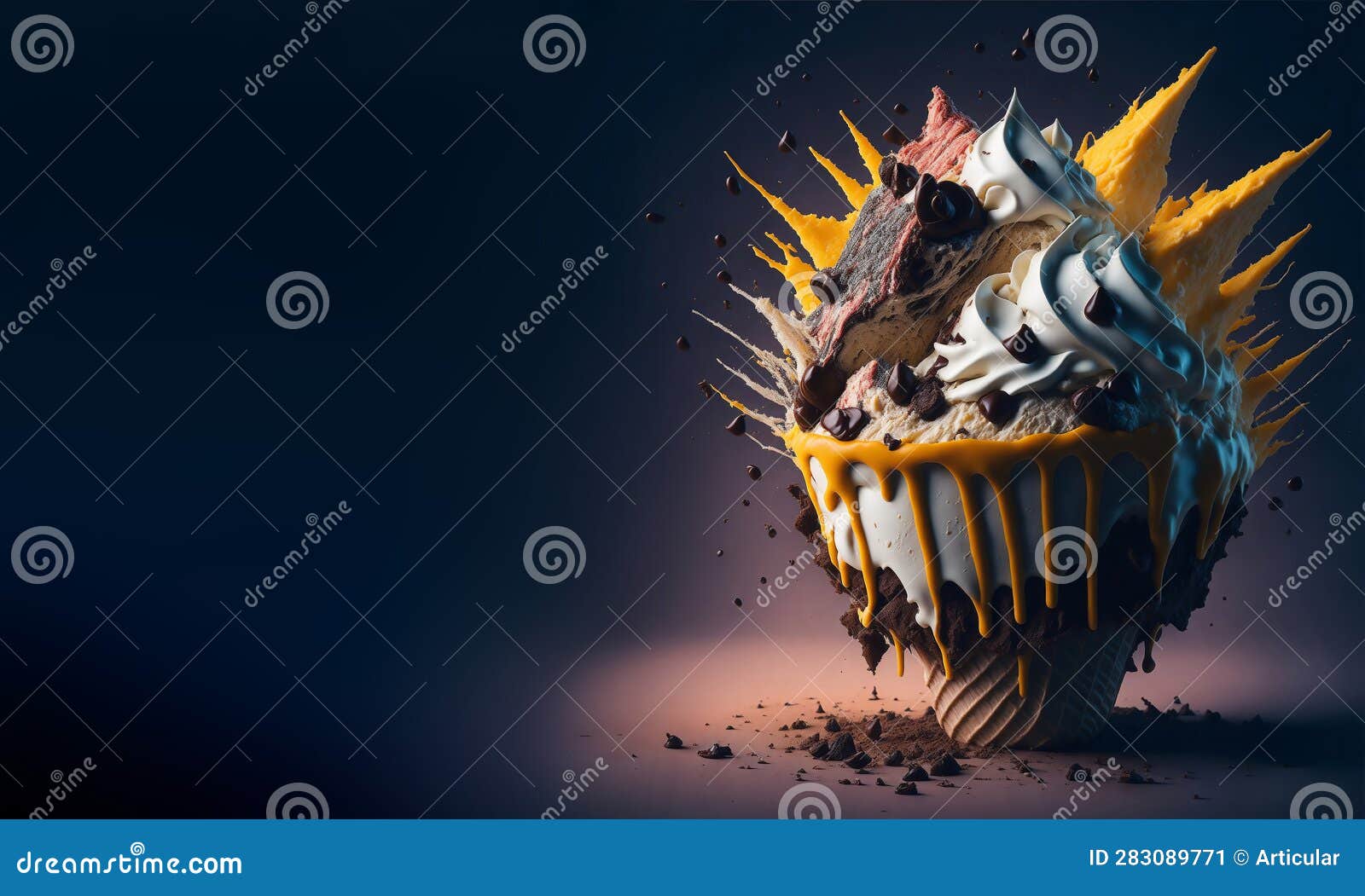 Delicious Splash Ice Cream Cone Design with Exploding and Liquify ...