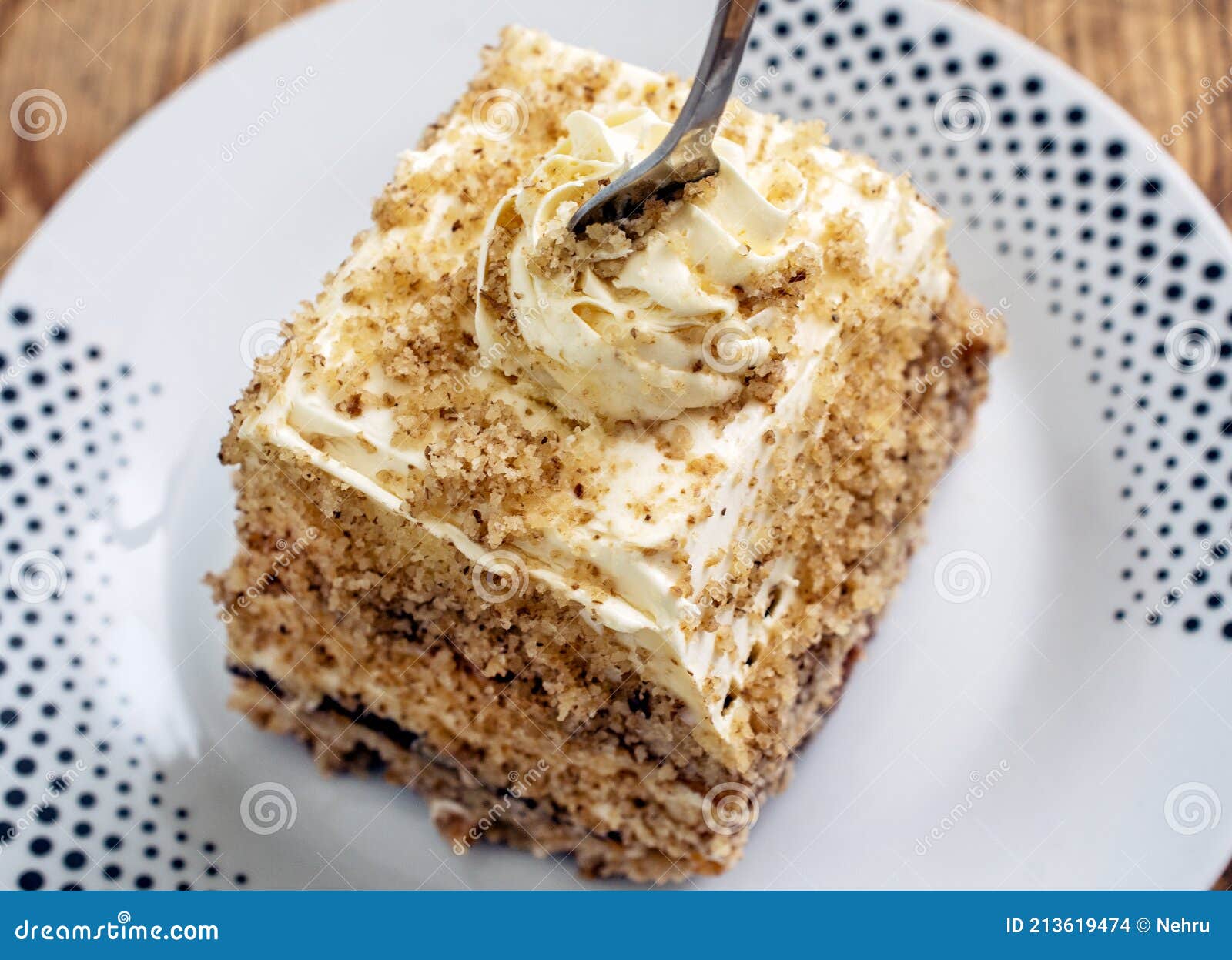 Delicious Sponge Cake Topped with Crushed Walnuts Stock Photo - Image ...