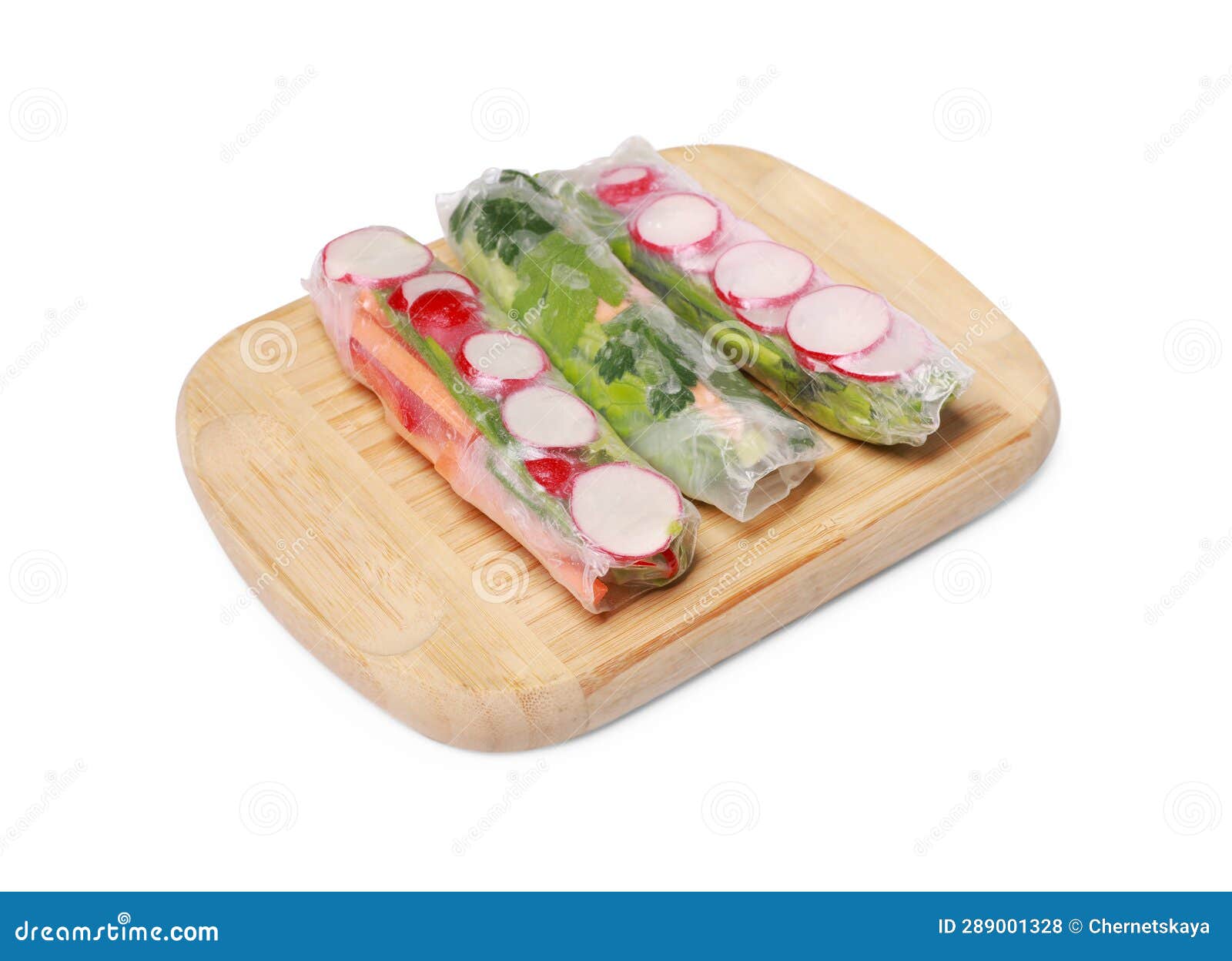 Delicious Spring Rolls Wrapped in Rice Paper Isolated on White Stock ...