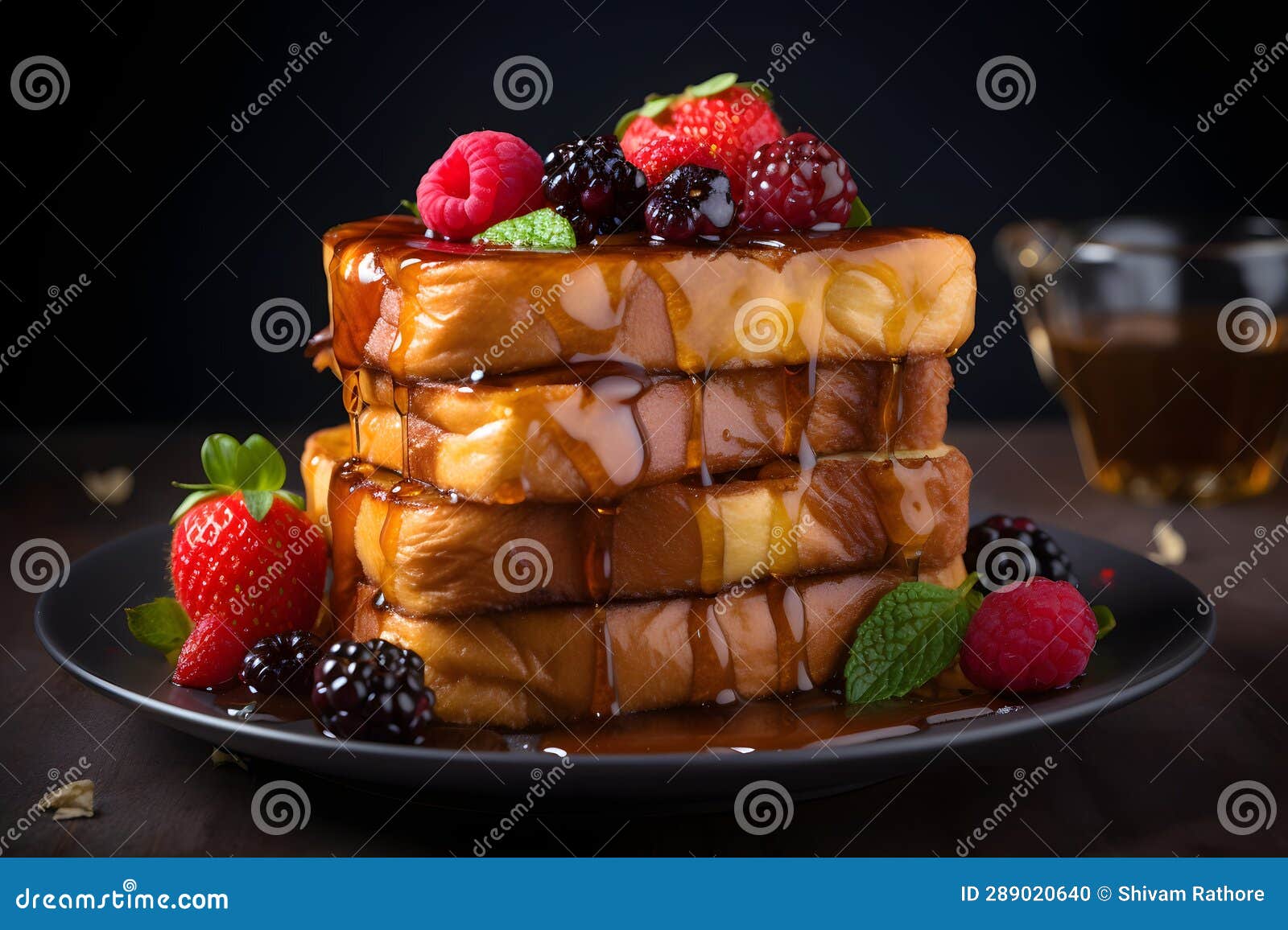French Toast Topped with Syrup and Fresh Fruit. AI Generated Stock ...
