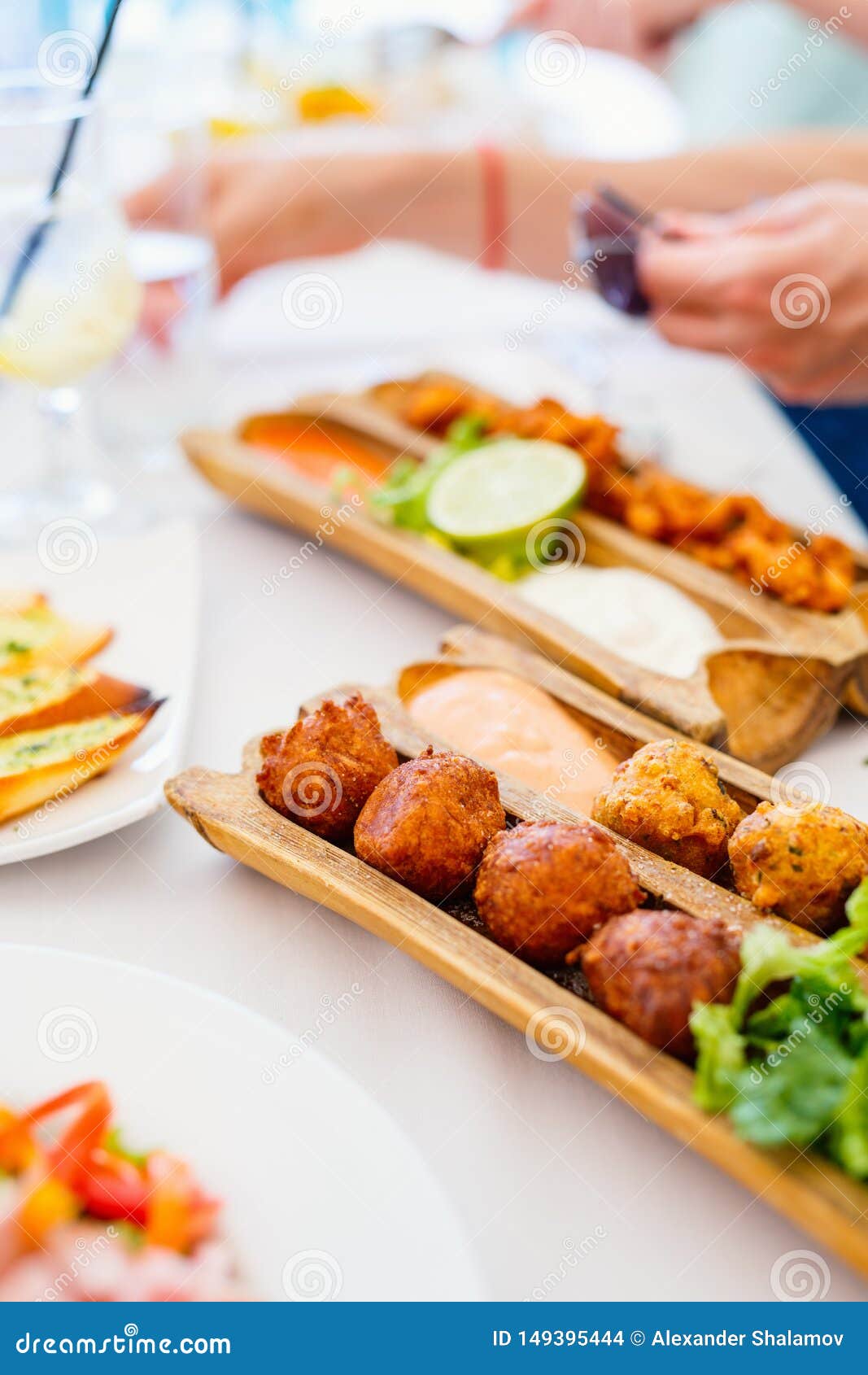 Delicious starter at lunch stock photo. Image of salad - 149395444