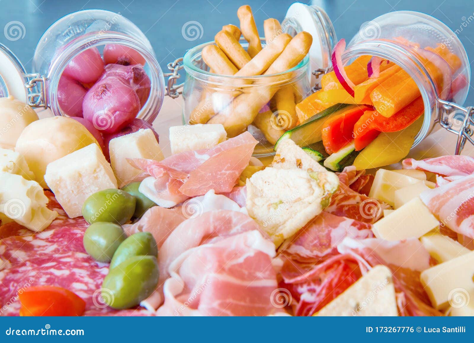 Delicious Starter with Mixed Salami,ham and Cheese Stock Photo - Image ...