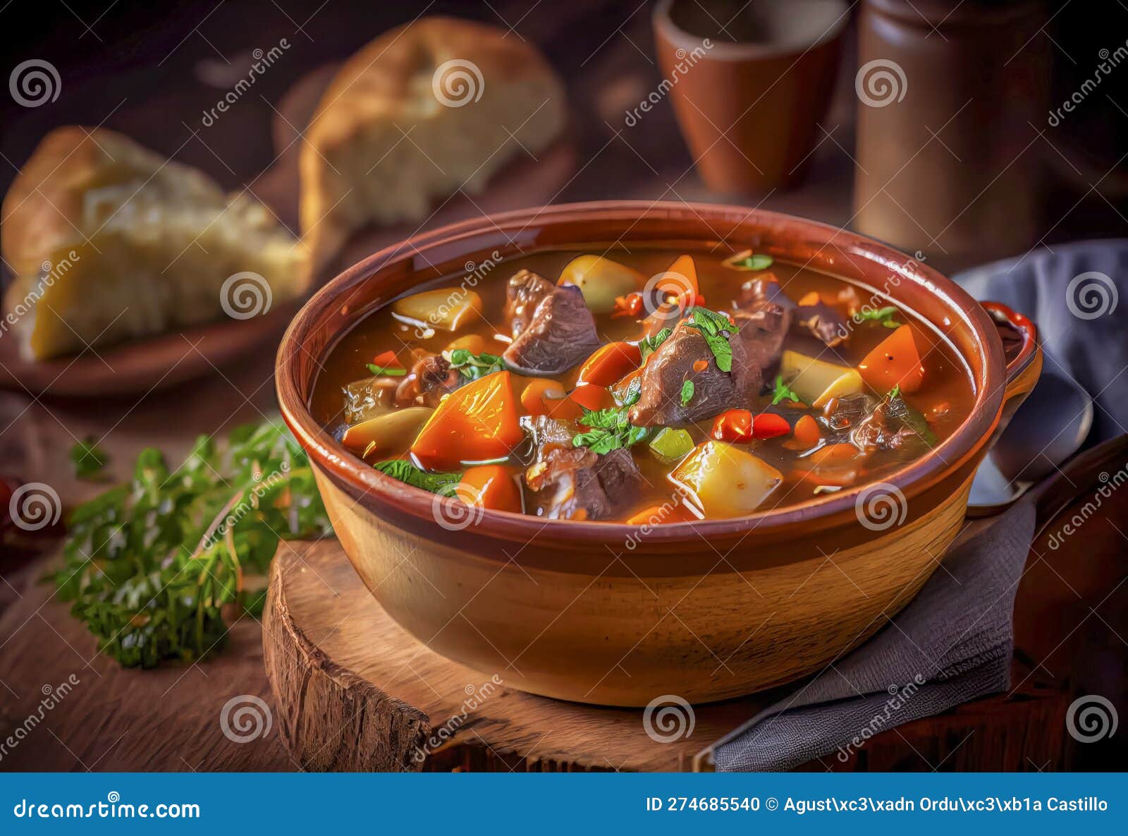Delicious Stew of Beef and Vegetables in a Clay Bowl. Stock ...