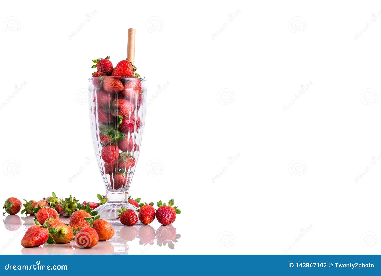 Ripe and Ready To Eat Strawberries in Smootie Glass with Straw Stock ...