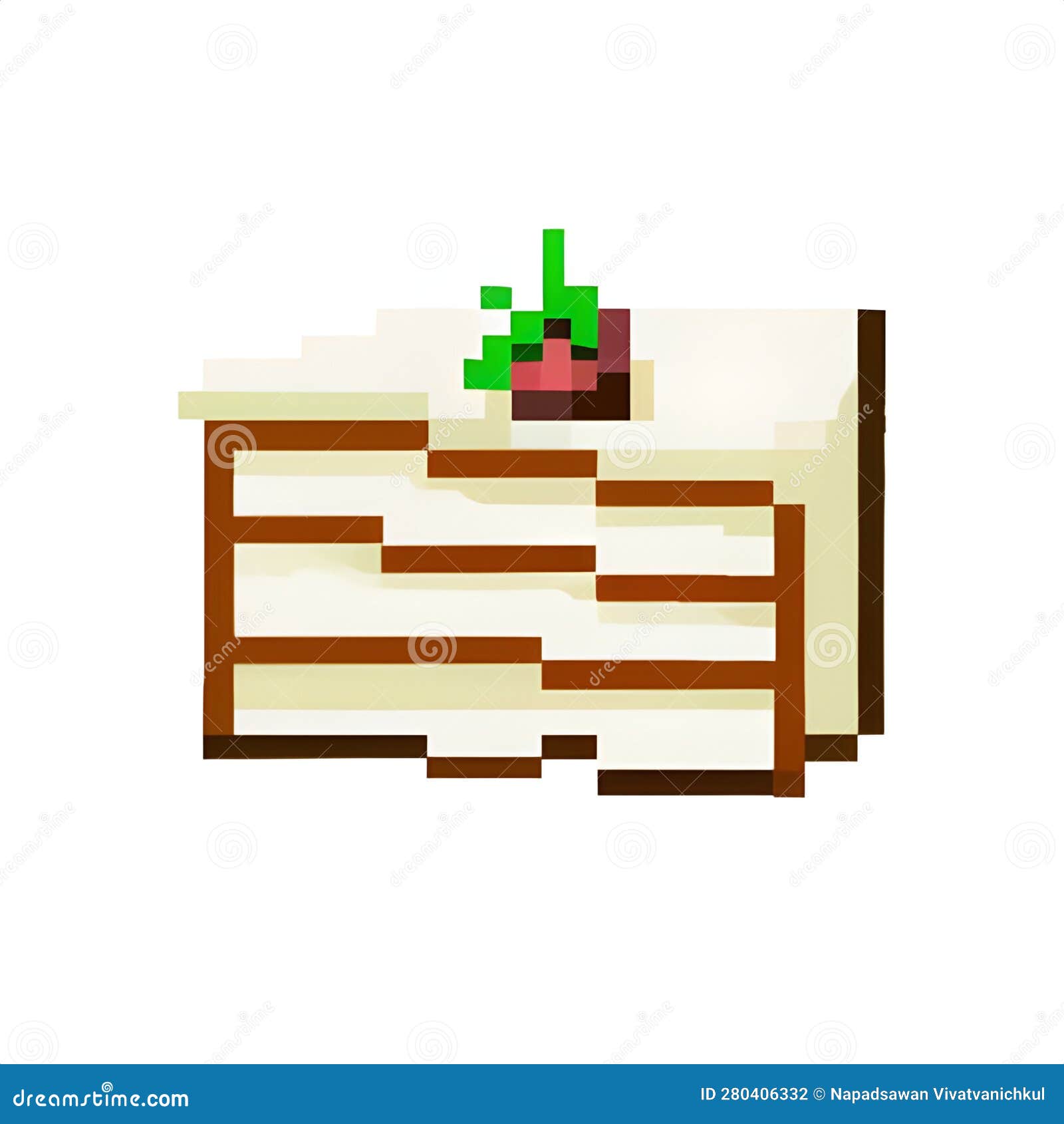 Delicious Strawberry Cake Pixel Art. Generative AI. Stock Illustration ...
