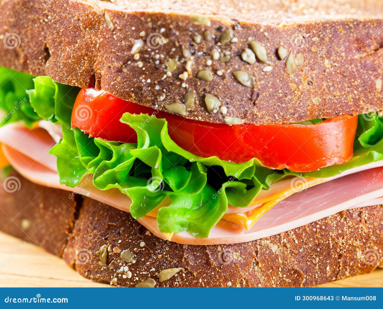 Delicious Stuffed Layer of Ham and Veggies in Brown Bread Sandwich ...