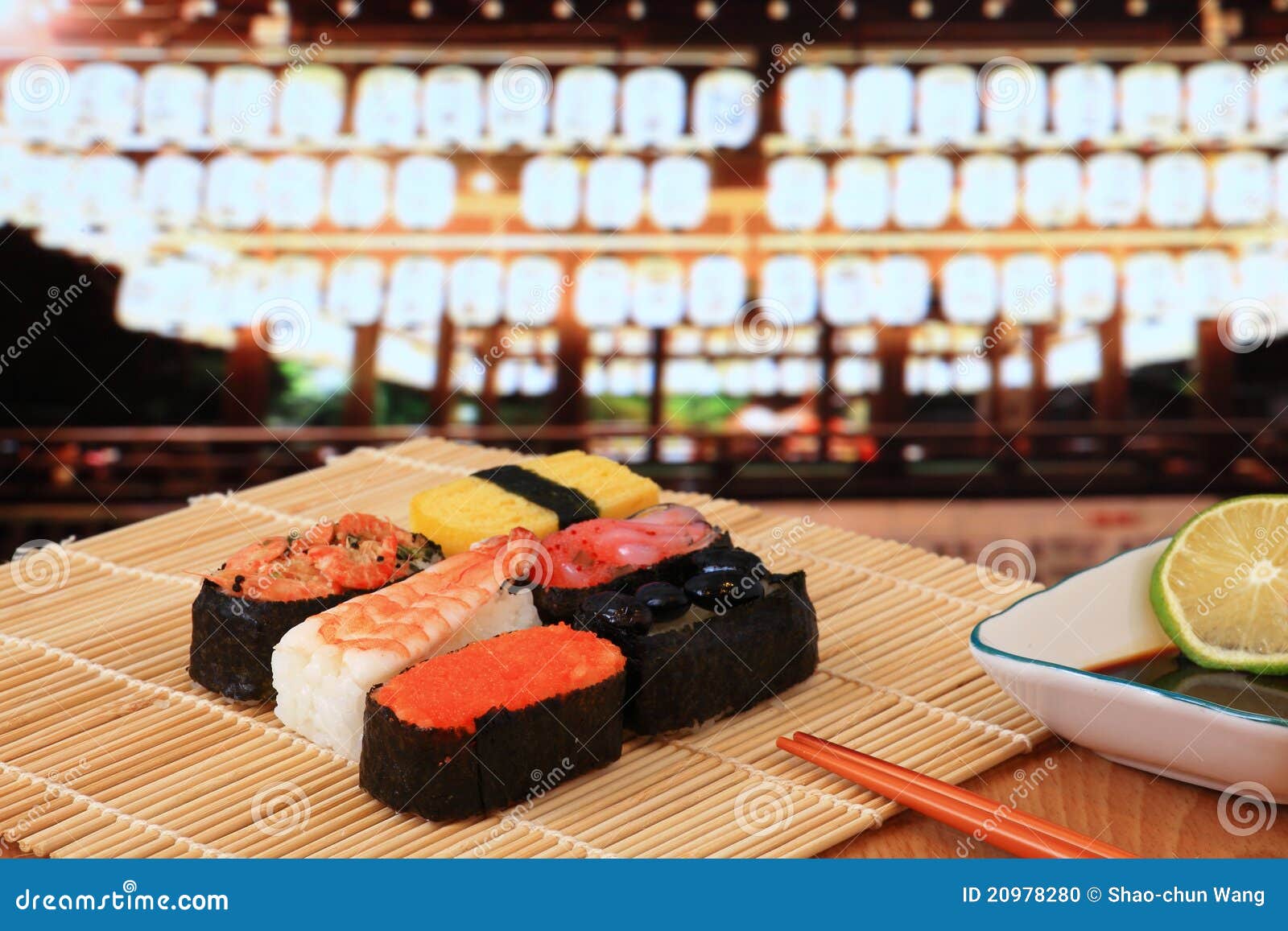 Delicious Sushi Under Japan Temple Stock Photo - Image of seafood ...