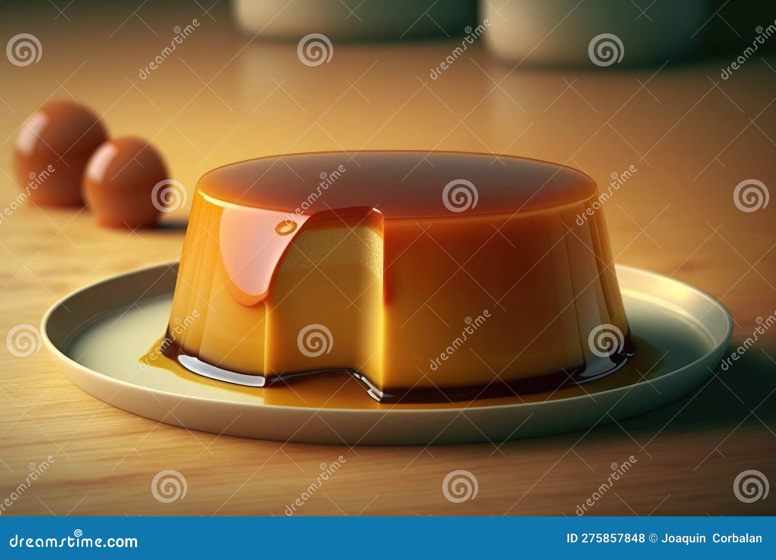 Caramel Flan With Caramel Sauce Tasty Dessert Background Stock ...