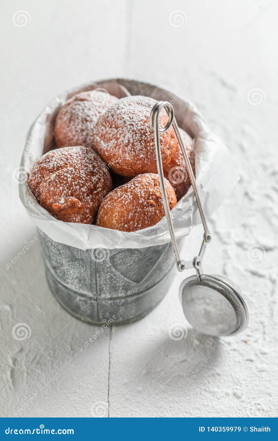 Delicious and Sweet Donuts Balls with Powdered Sugar Stock Image ...
