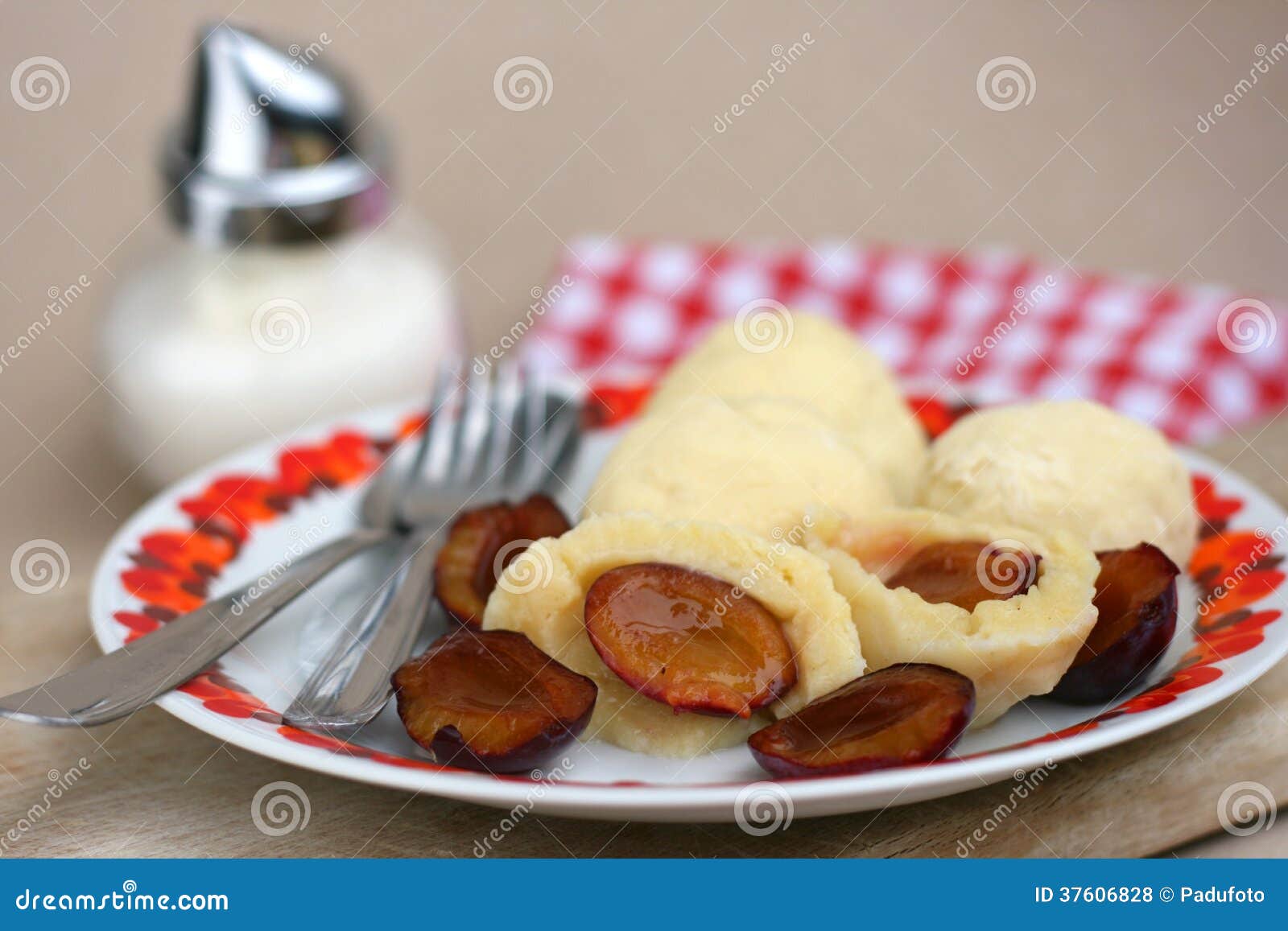 Delicious Sweet Dumplings with Plum Stock Photo - Image of prune ...