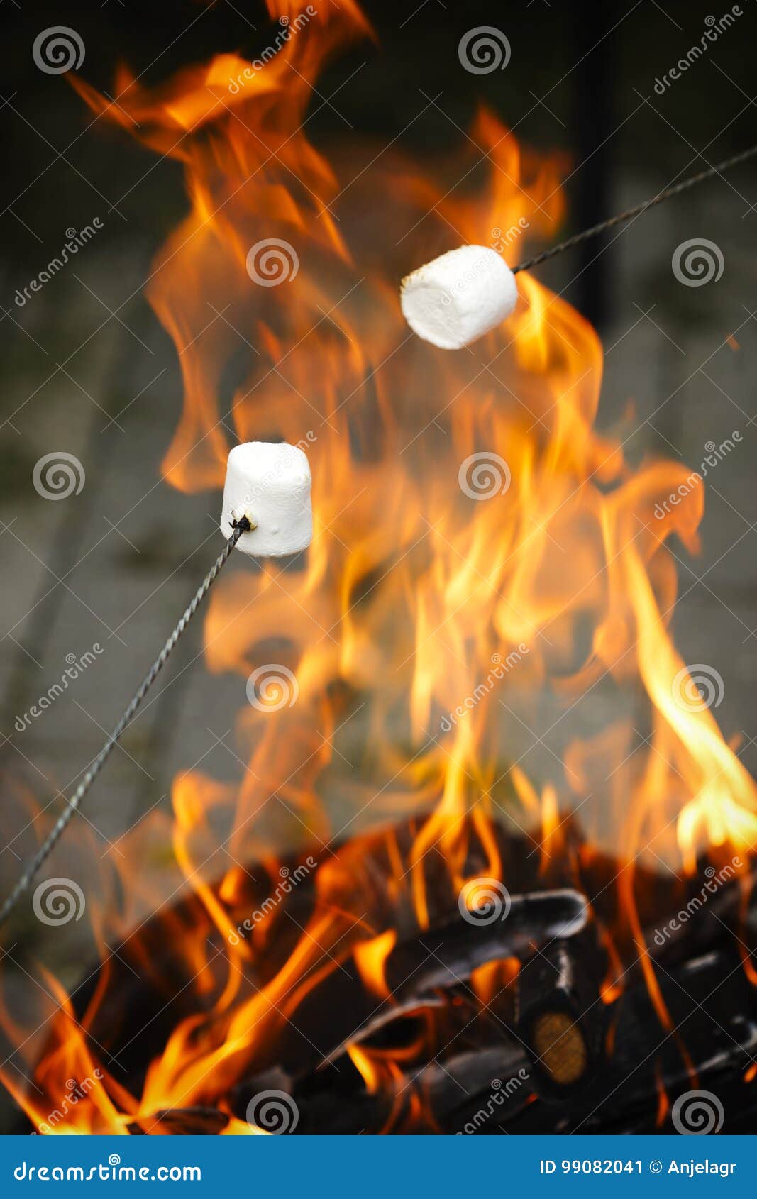 Delicious and Sweet Marshmallows on Stick Stock Image - Image of ...