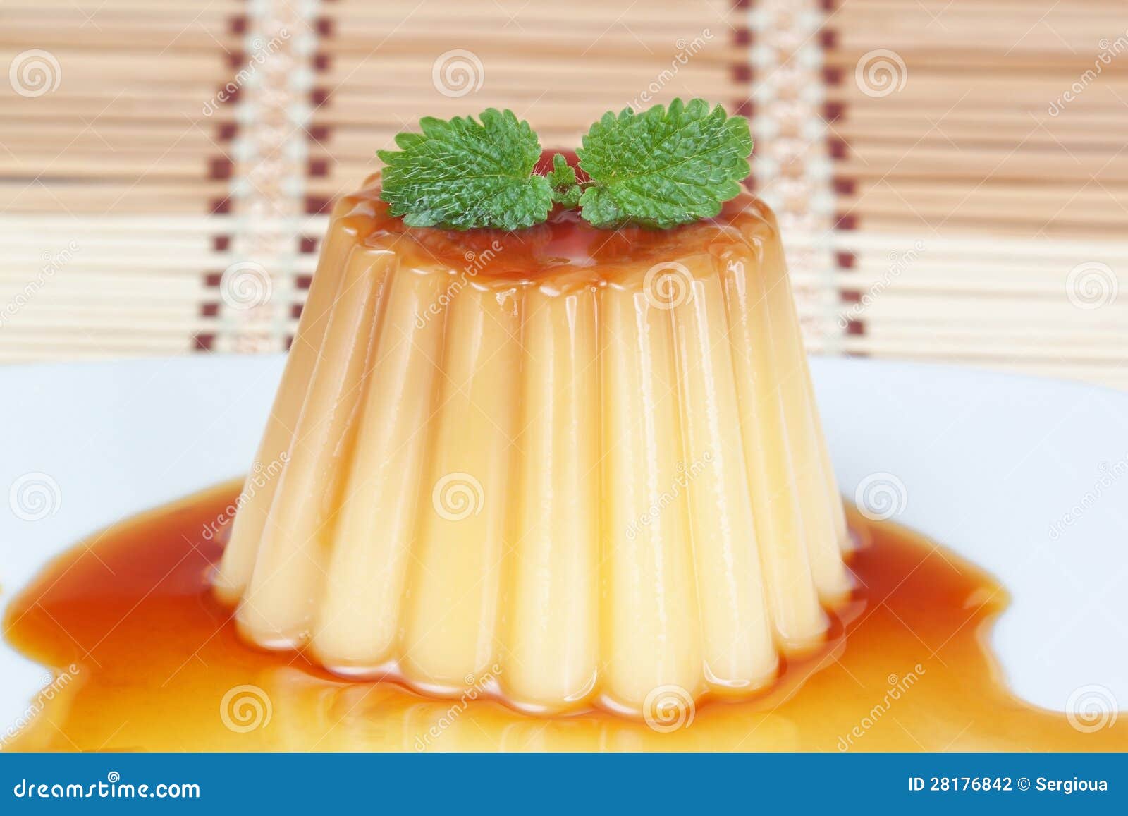 Delicious Sweet Pudding with Caramel. Stock Photo - Image of napkin ...