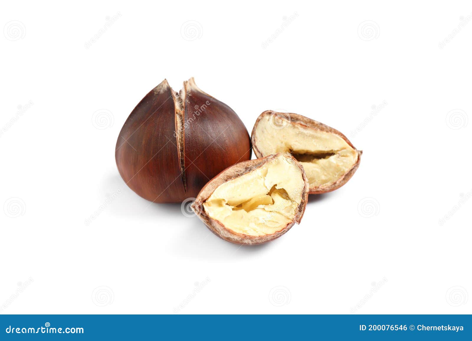 Delicious Sweet Roasted Edible Chestnuts Isolated on White Stock Photo ...