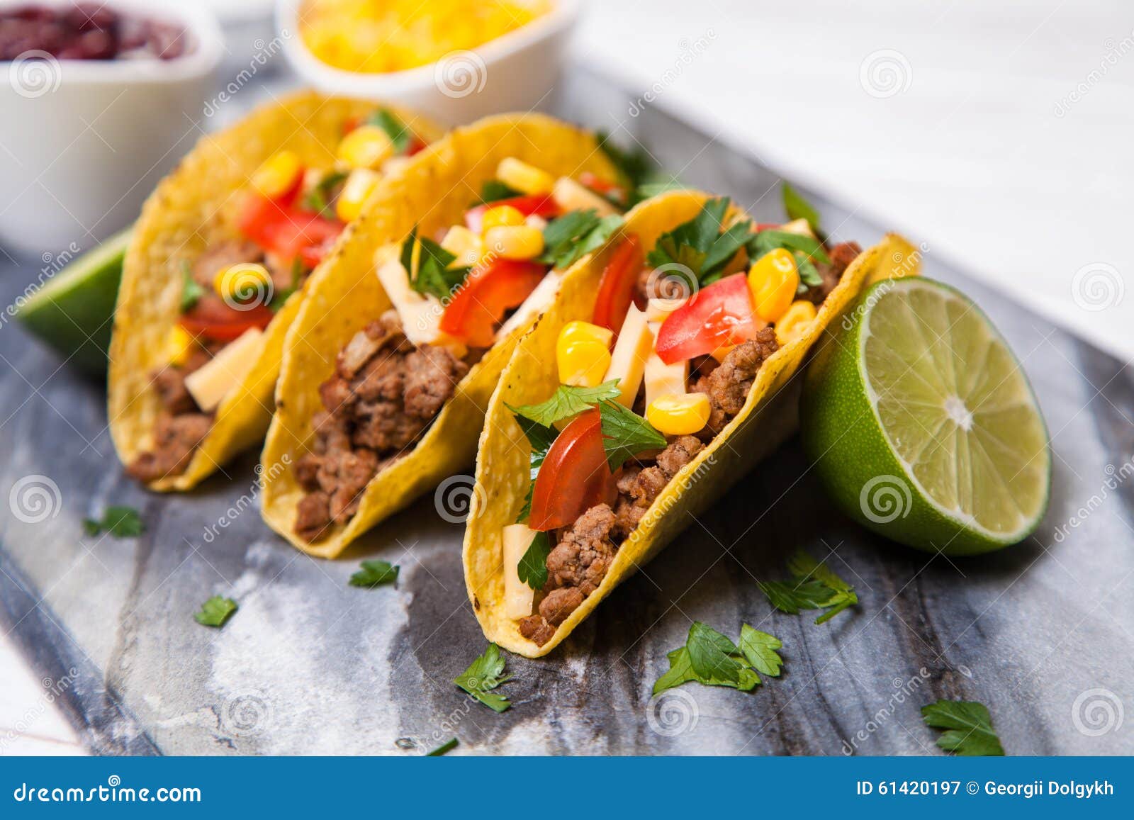 Delicious tacos with beef stock image. Image of onion - 61420197