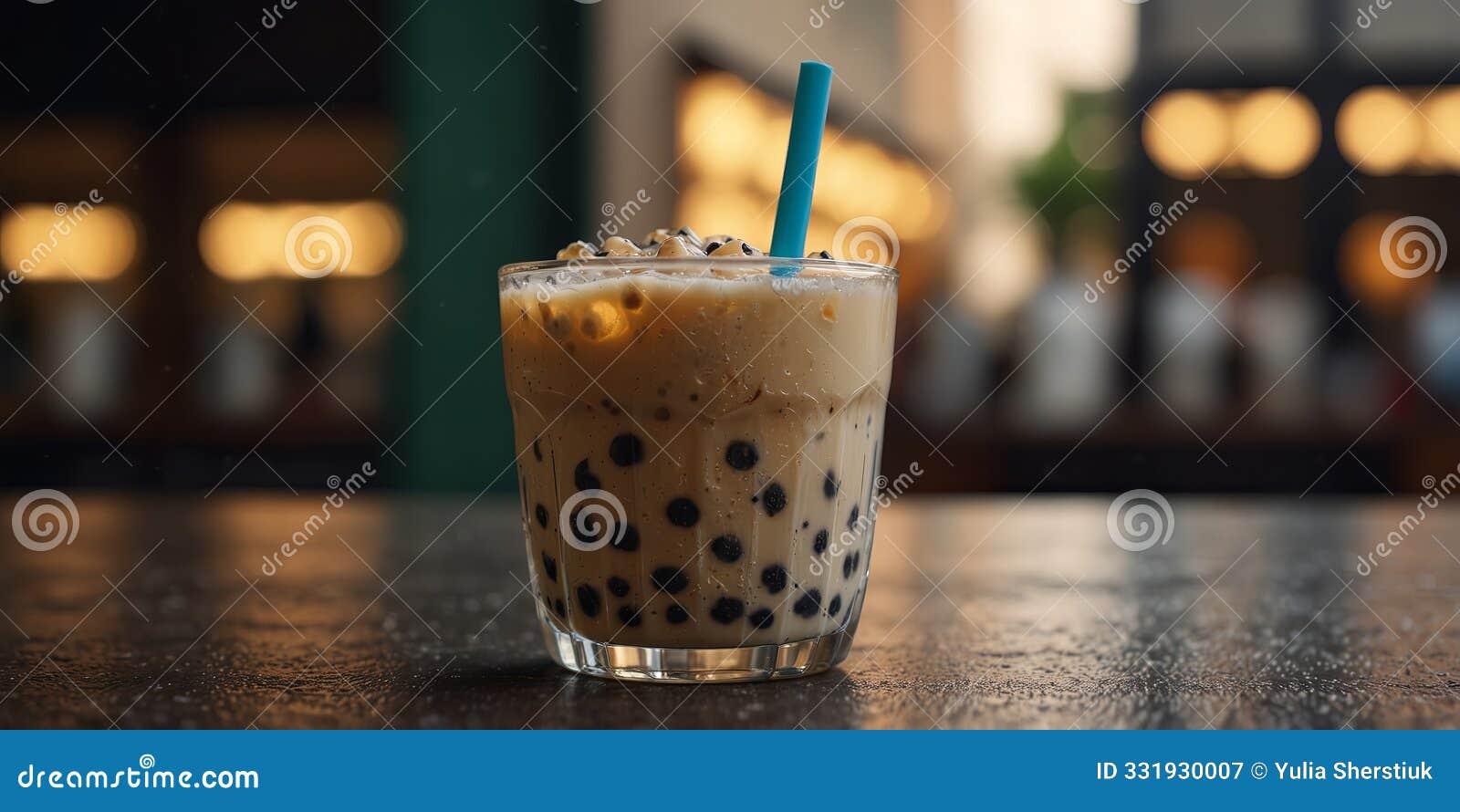 Delicious Tapioca in a Bubble Milk Tea with Ice Shown in a Copy Space ...
