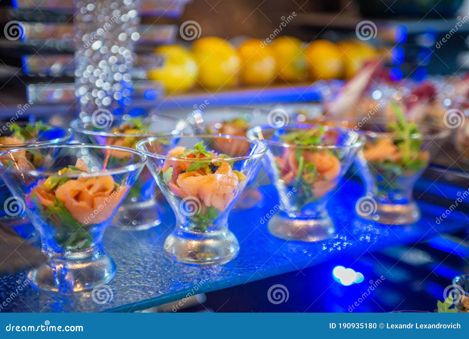 Delicious Tasty Short Eats in Tiny Glasses in the Buffet Stock Photo ...